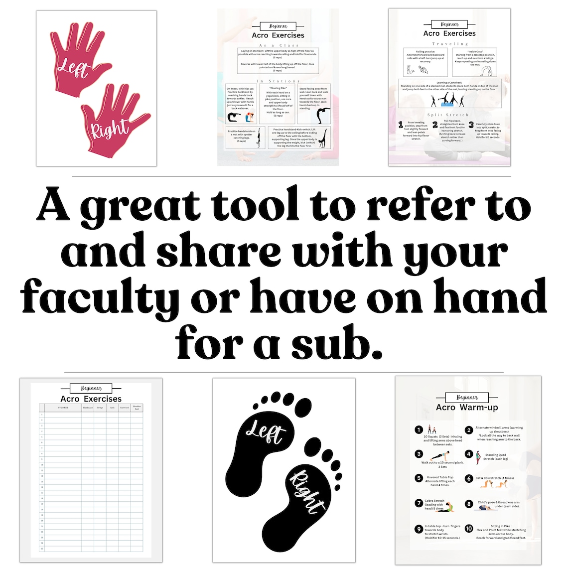 Printable Downloadable Acro Lesson for Beginners, Dance School, Teacher ...