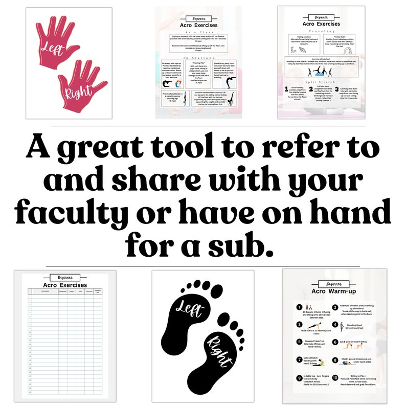 Printable Downloadable Acro Lesson for Beginners, Dance School, Teacher ...