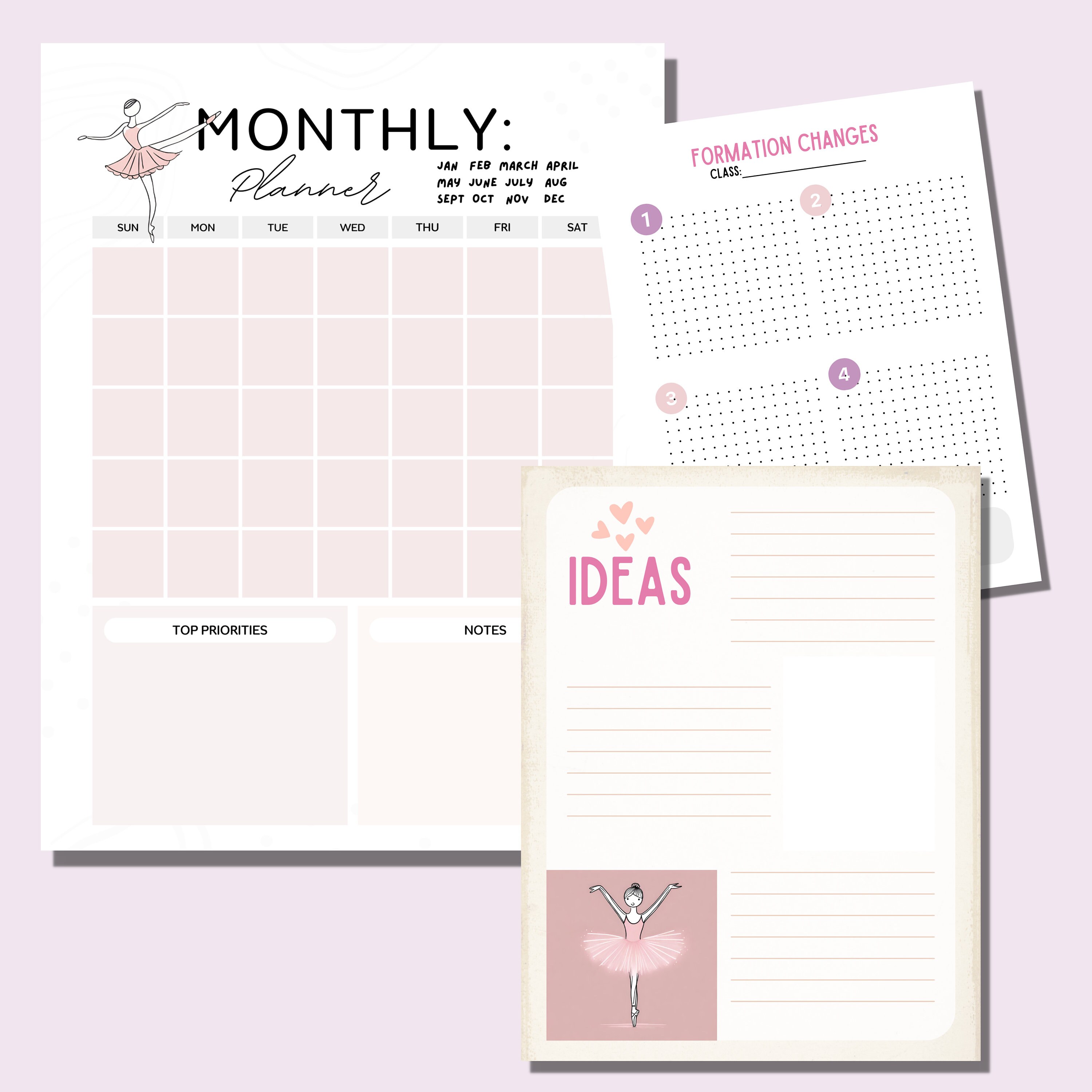 Dance Teacher Choreography Planner, Ballet Instructor Printable Pages ...