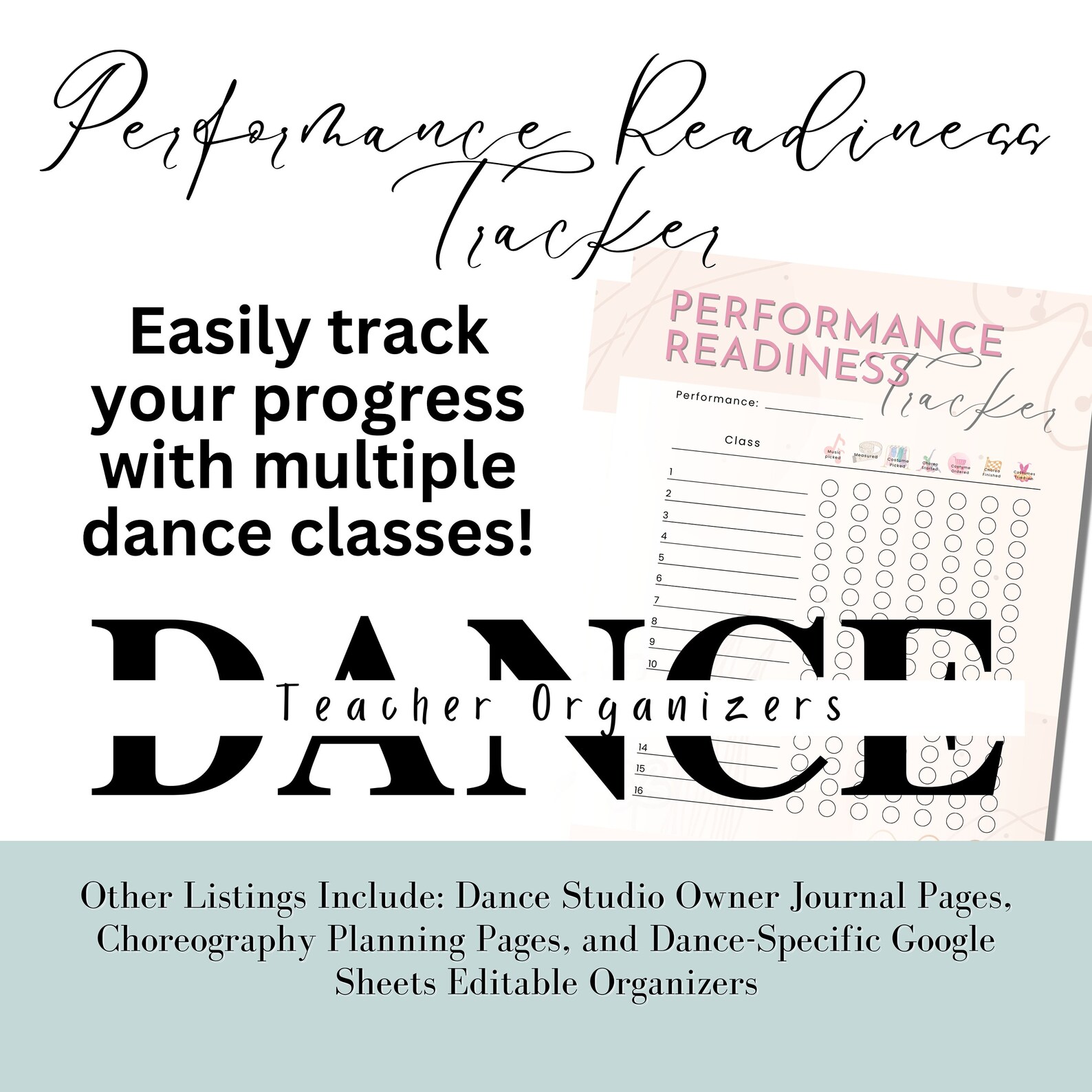 Dance Teacher, Dance Studio Performance Recital Tracker, Dance Show ...