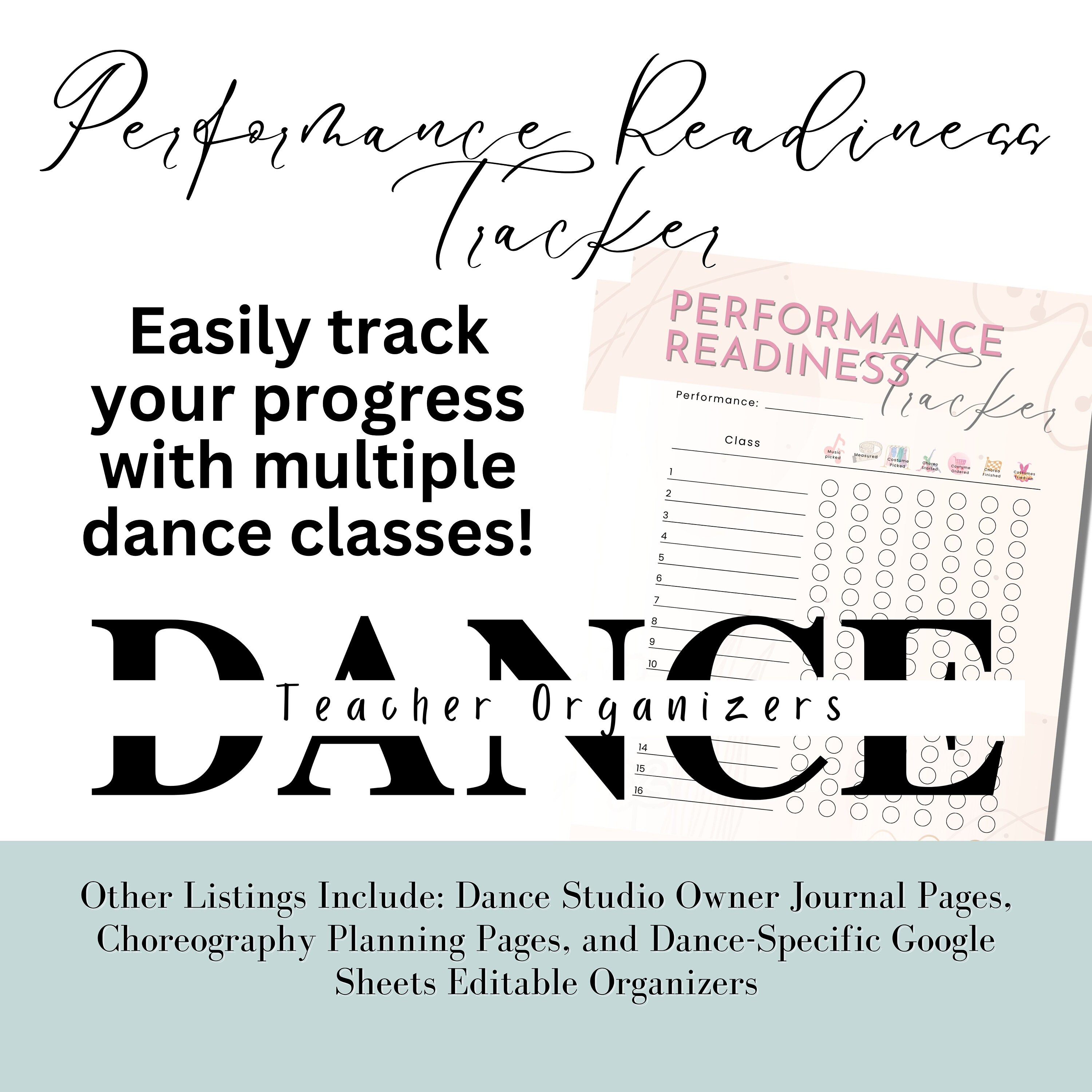 Dance Teacher, Dance Studio Performance Recital Tracker, Dance Show ...
