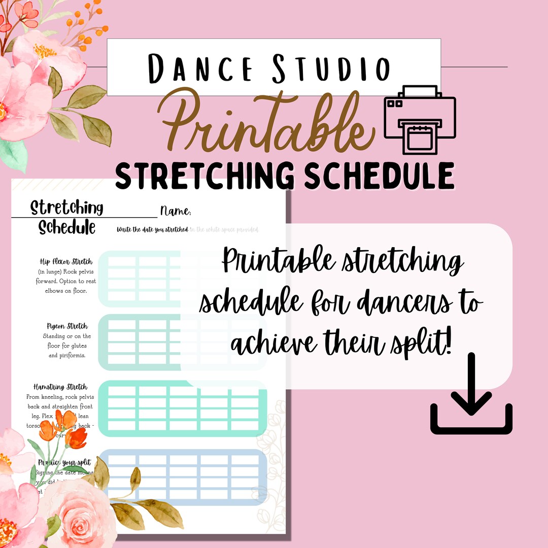 Printable Stretching Tracker, Dance Teacher Downloadable Worksheet ...