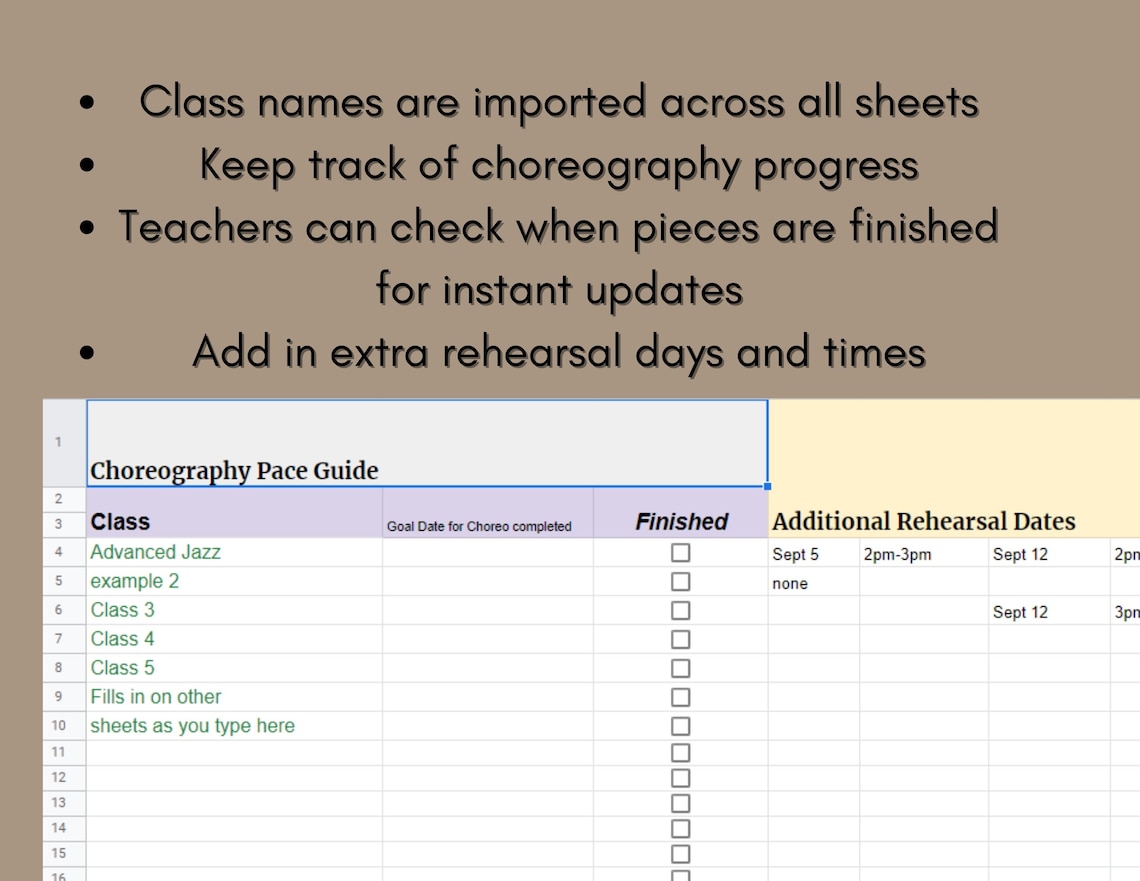 Performance Checklist, Dance Teacher Planner, Ballet Teacher Organizer ...