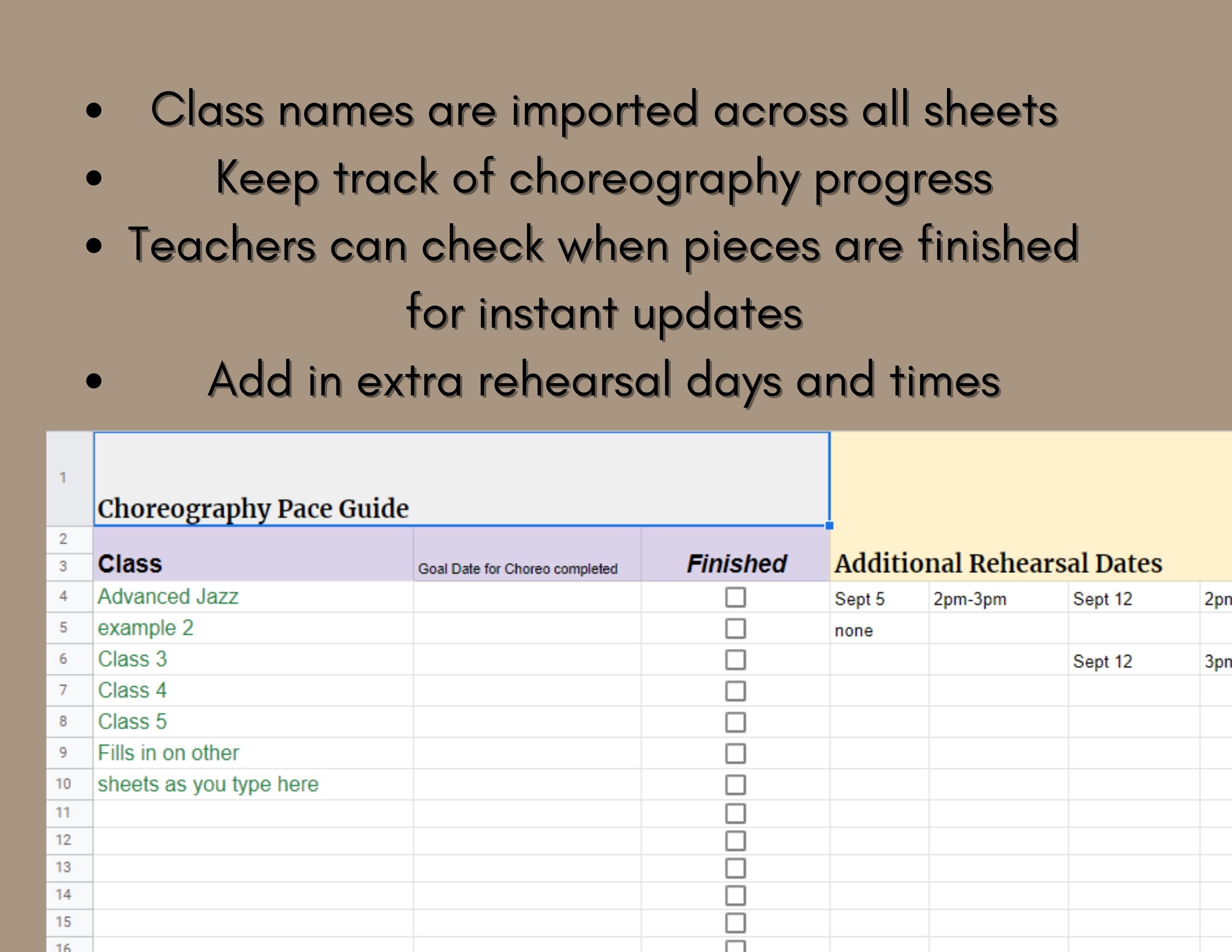 Performance Checklist, Dance Teacher Planner, Ballet Teacher Organizer ...