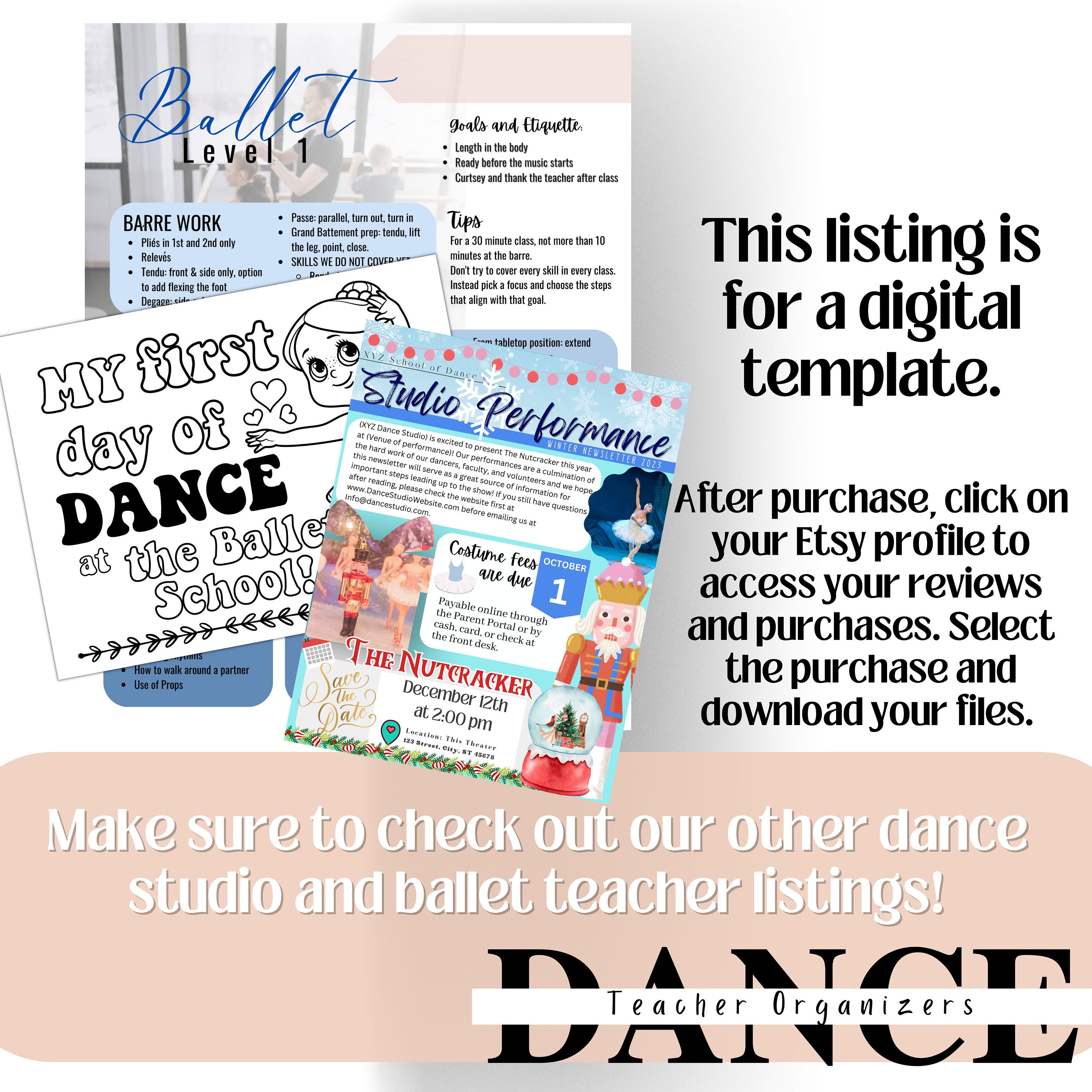 Editable Ballet School Dance Studio Coloring Page, First Day of Dance ...
