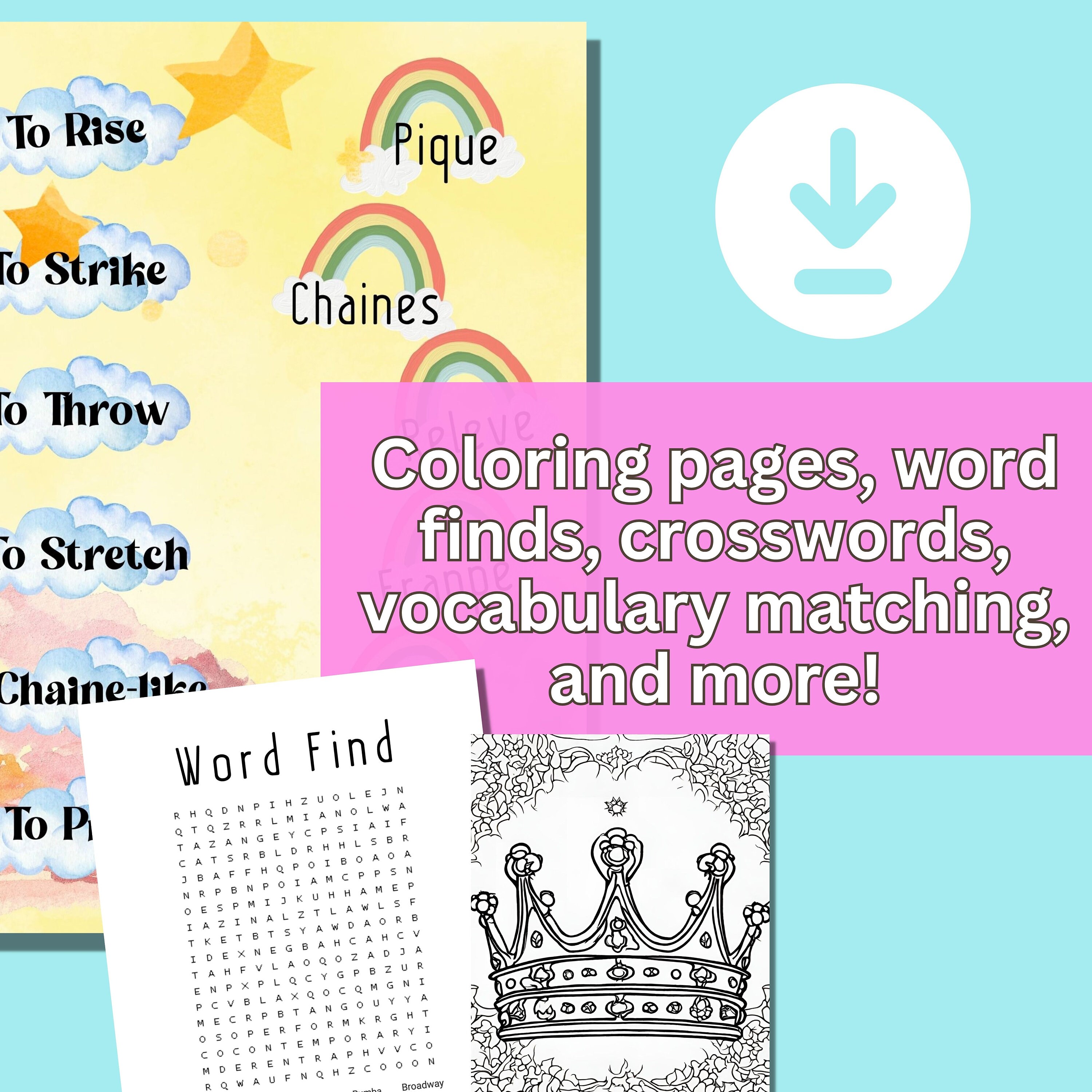 Printable Activities for Kids, Word Find Pages, Activity Sheets for ...