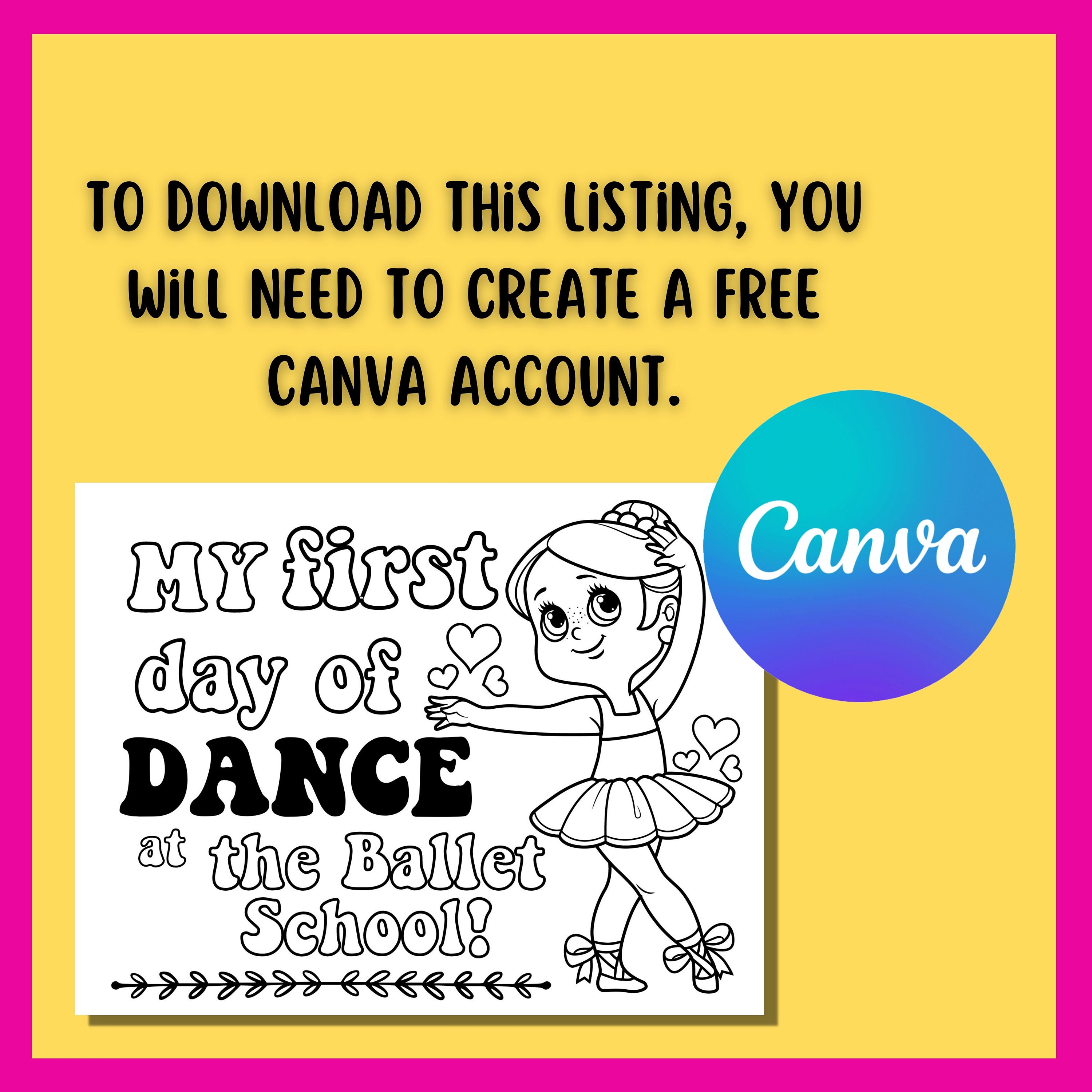 Editable Ballet School Dance Studio Coloring Page, First Day of Dance ...