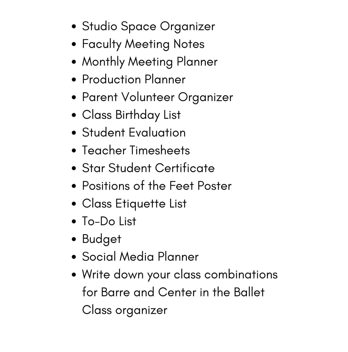 Studio Owner/ballet Teacher Organizer, Dance Planner, Instant Download ...