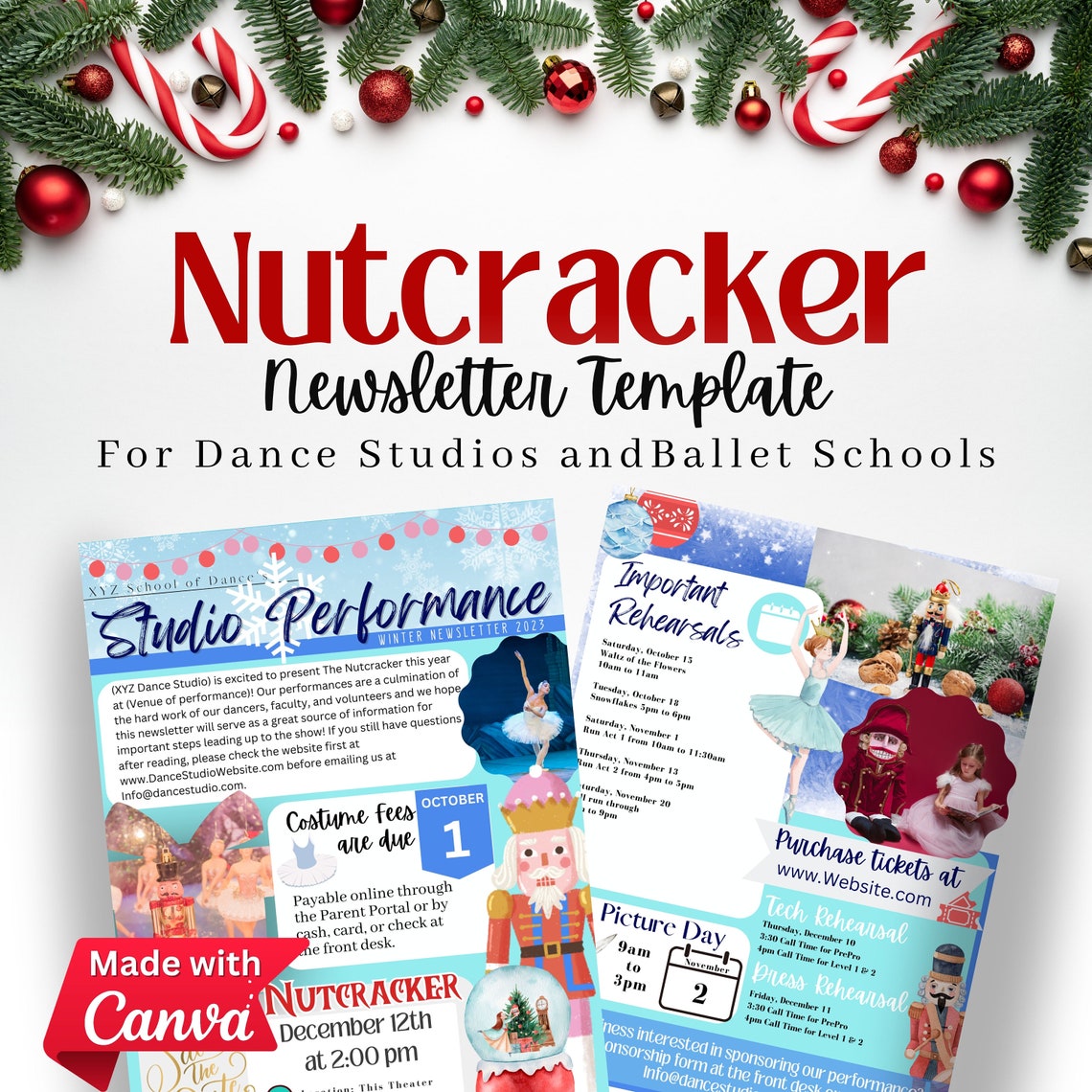 Dance Flyer Studio Ballet School - Editable Nutcracker Performance ...