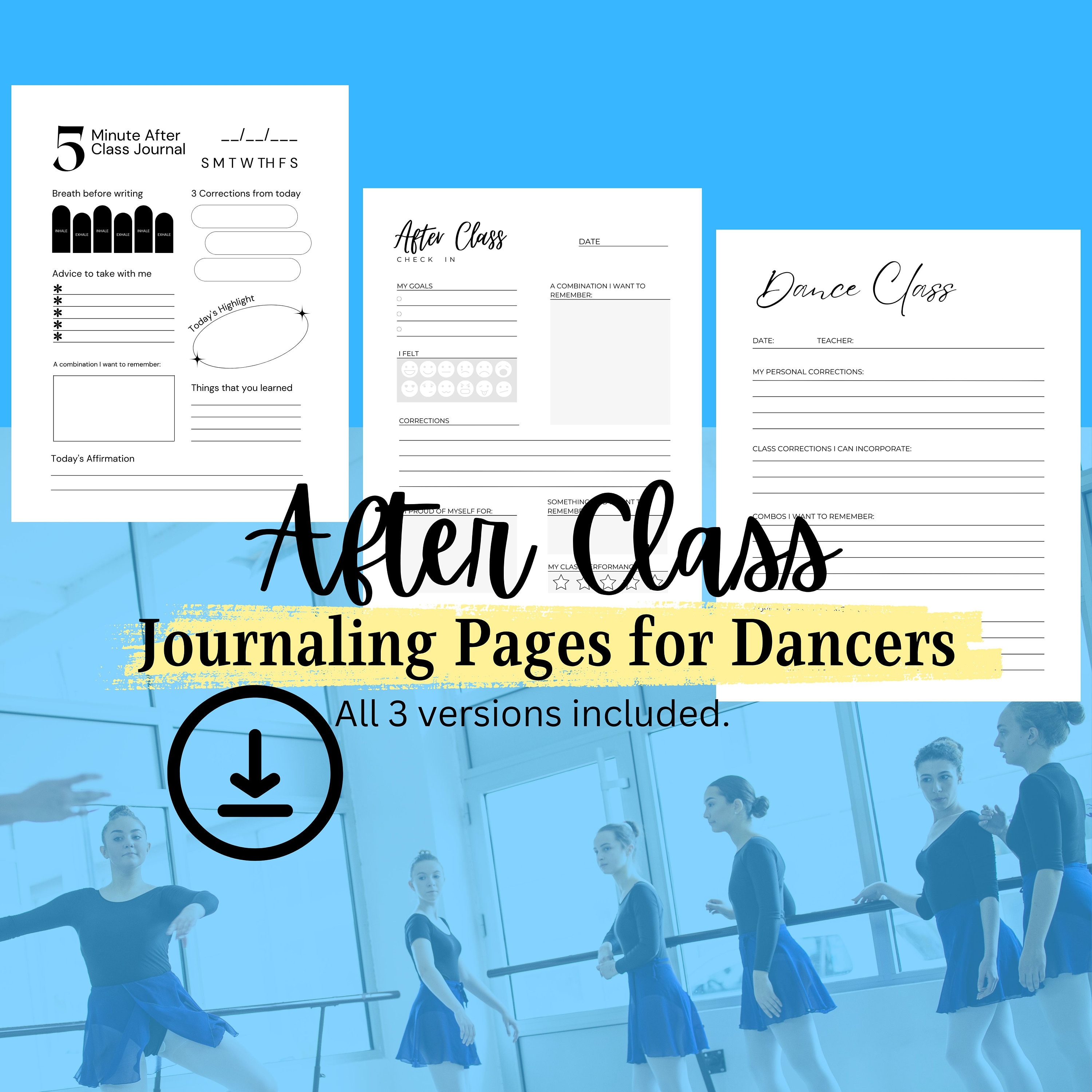 After Dance Journaling Pages, Dance Teacher Printables, Dance Templates ...