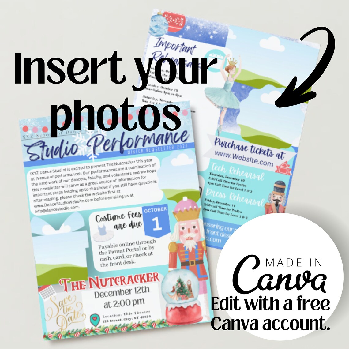 Dance Flyer Studio Ballet School - Editable Nutcracker Performance ...