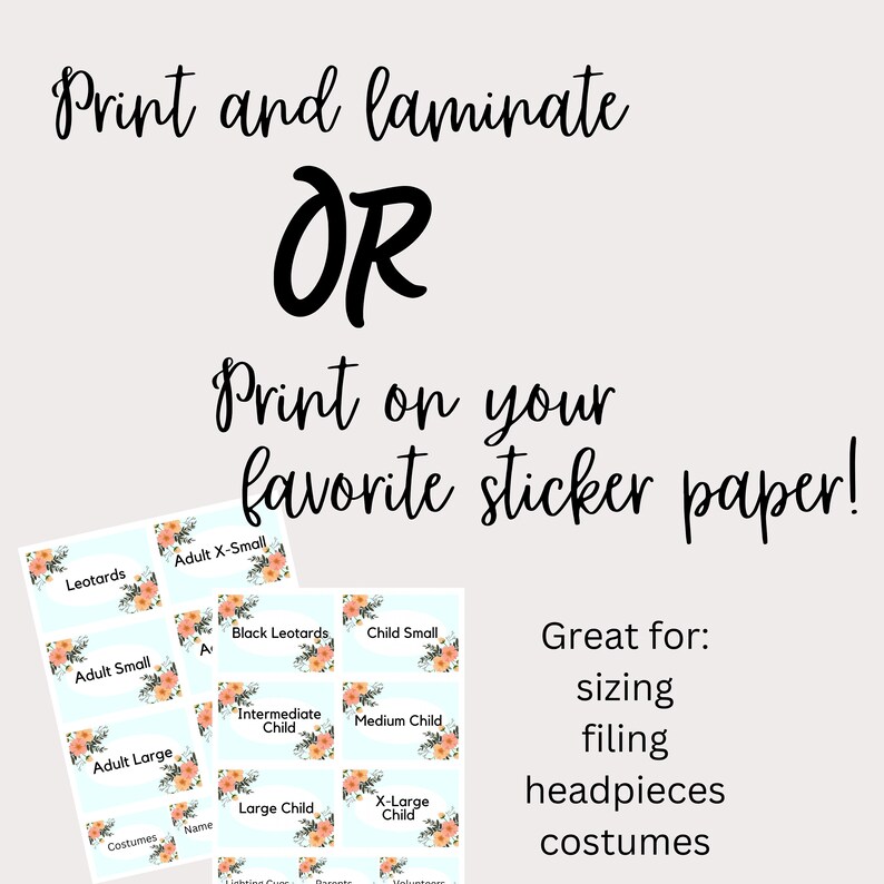 Printable Dance Studio Labels, Organizing Labels for Dance Teachers ...