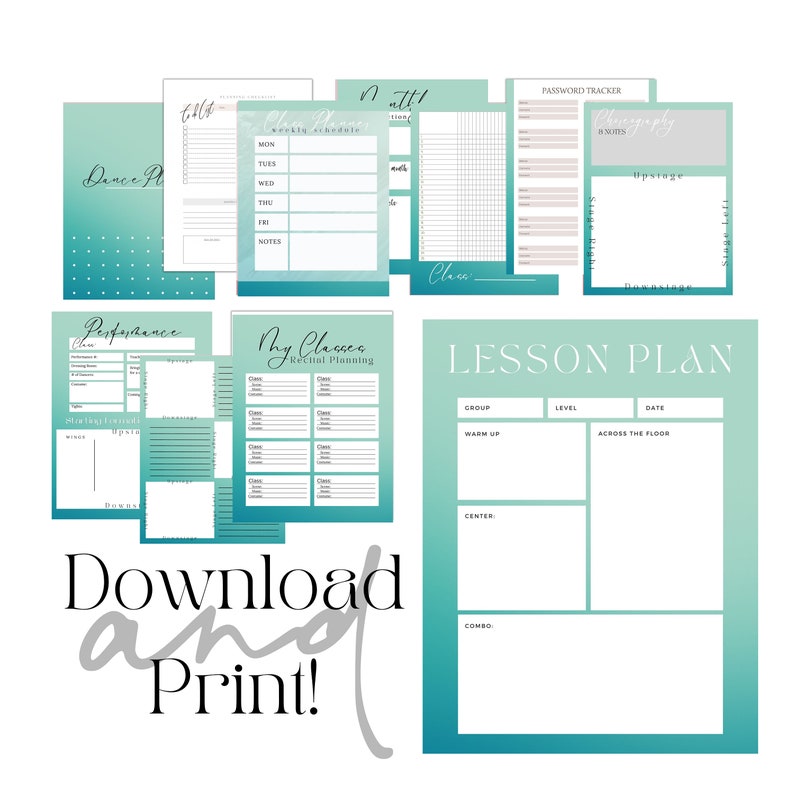 Green Pack Dance Teacher Planning and Journal Pages, Dance Teacher ...