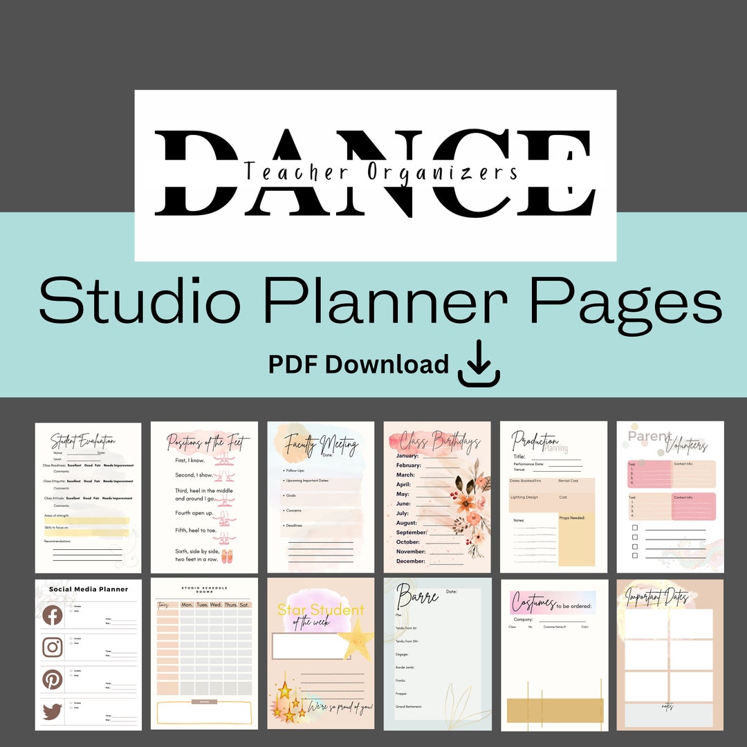 Studio Owner/ballet Teacher Organizer, Dance Planner, Instant Download ...