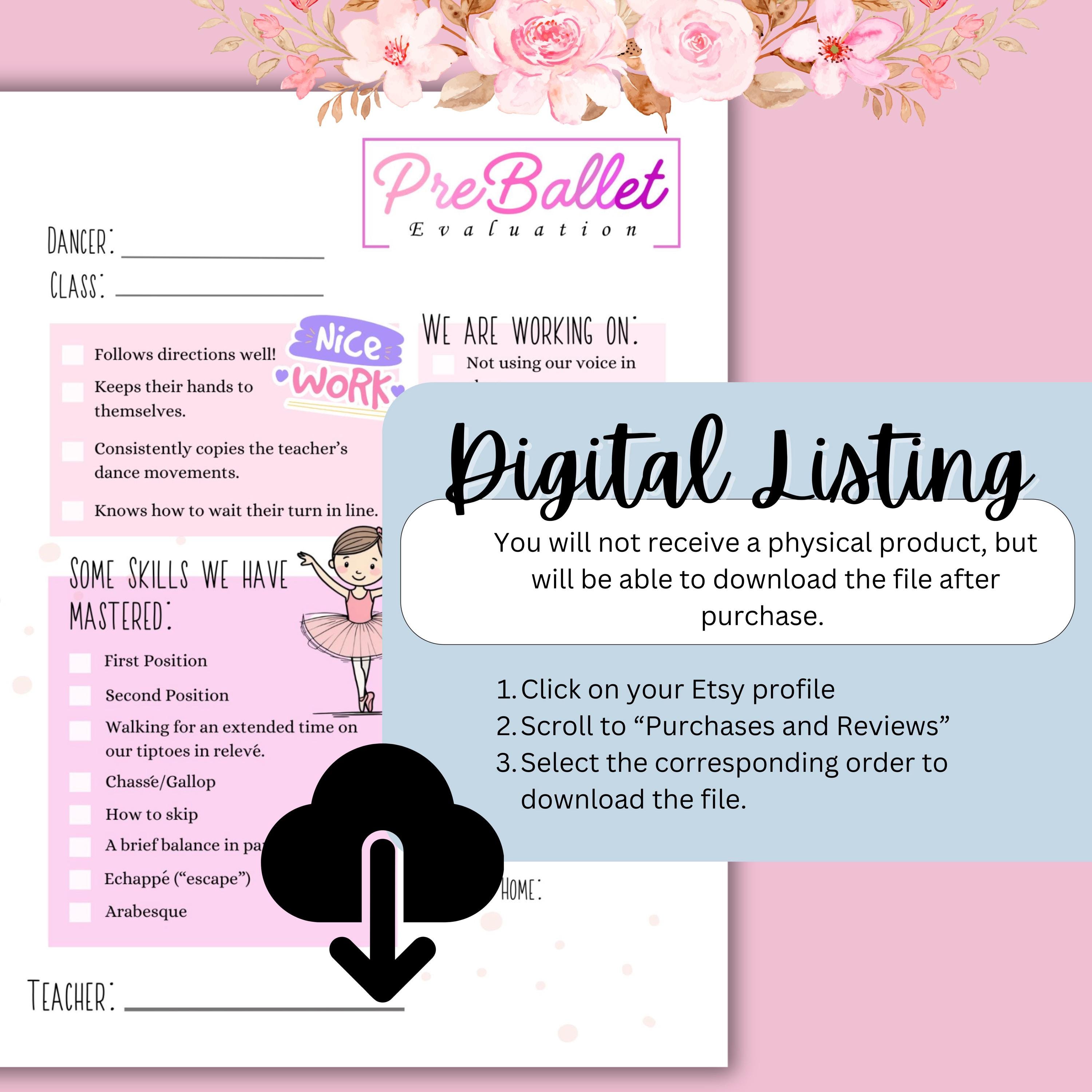 Preschool Ballet Evaluation, Studio Skill Checklist, Dance Planner ...