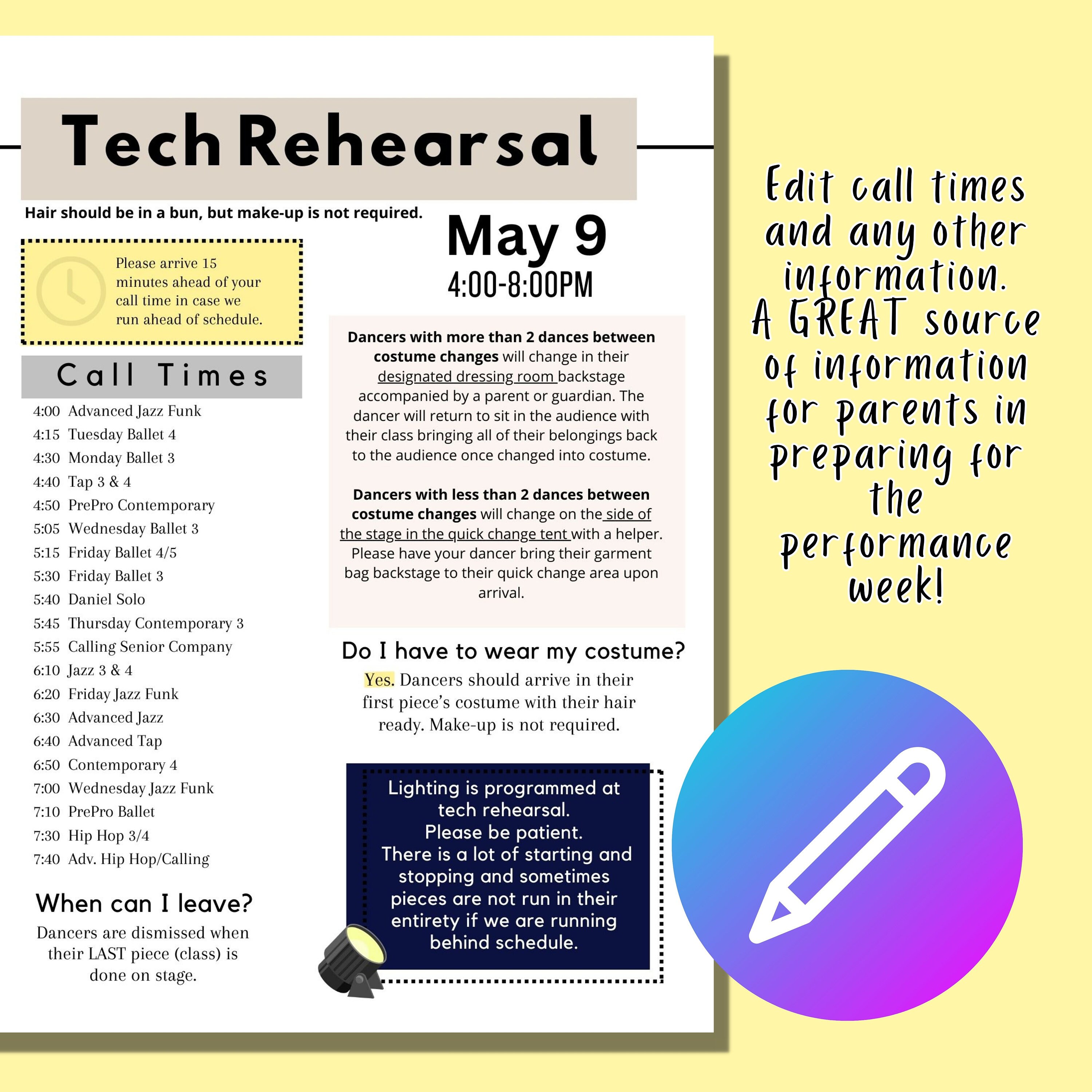 Editable Recital Newsletter, Parent and Student Performance Packet for ...