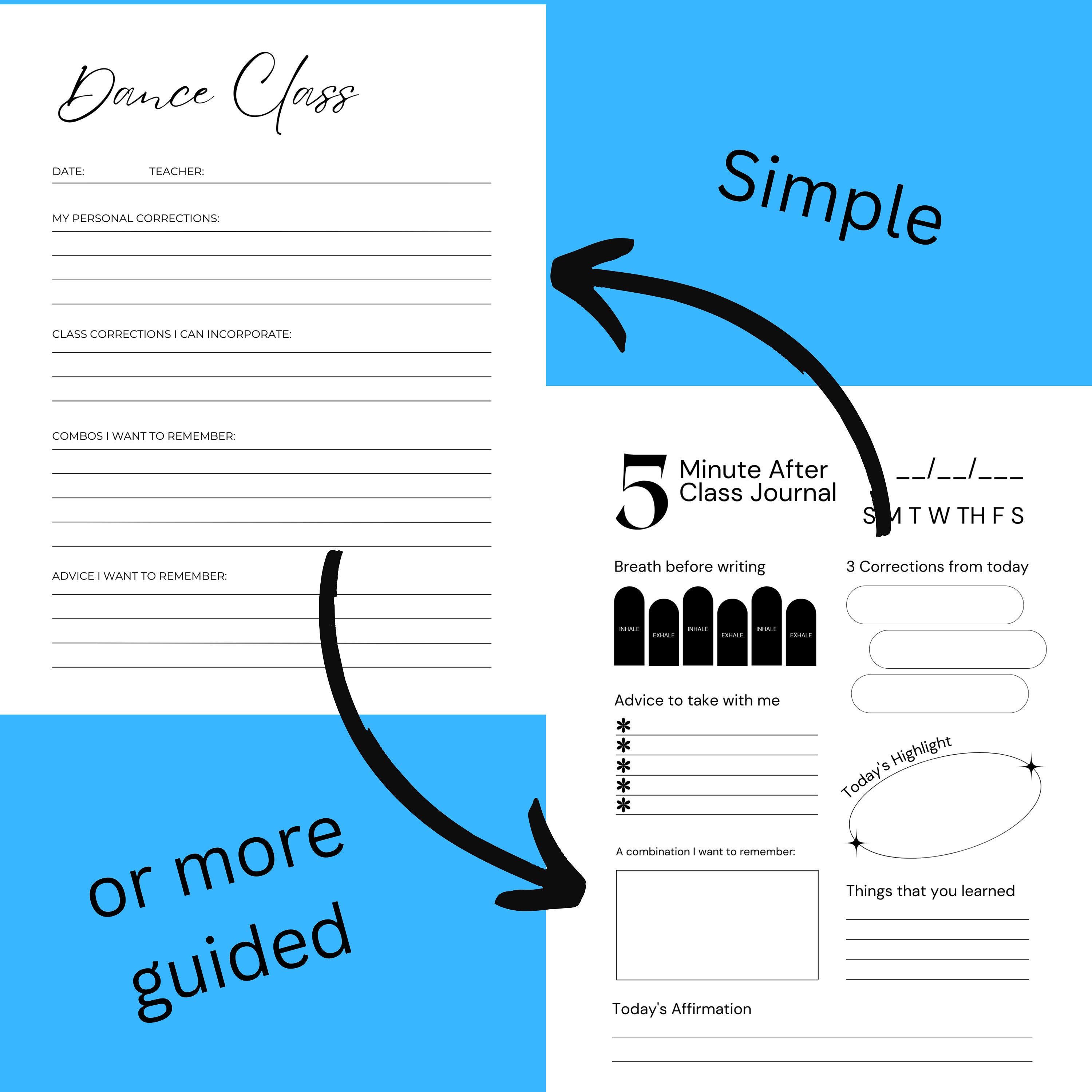 After Dance Journaling Pages, Dance Teacher Printables, Dance Templates ...