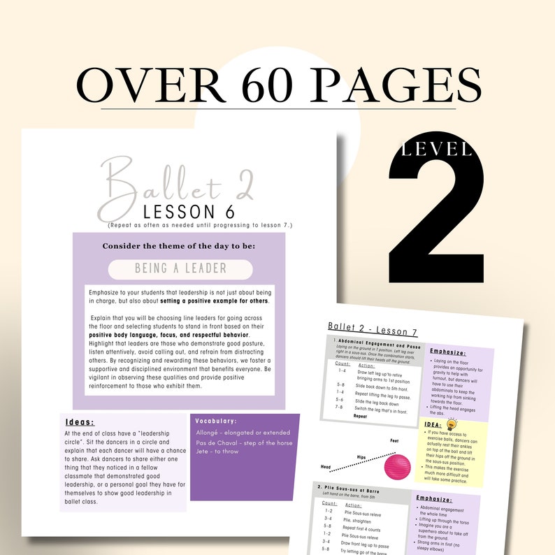 Ballet Lesson Plans, Dance Teacher Bundle, Level 2 Studio Planner Pages ...
