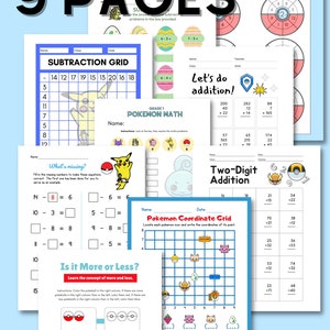 Teacher Supplies, School Worksheet, Pokemon Math Worksheet Bundle, 1st ...