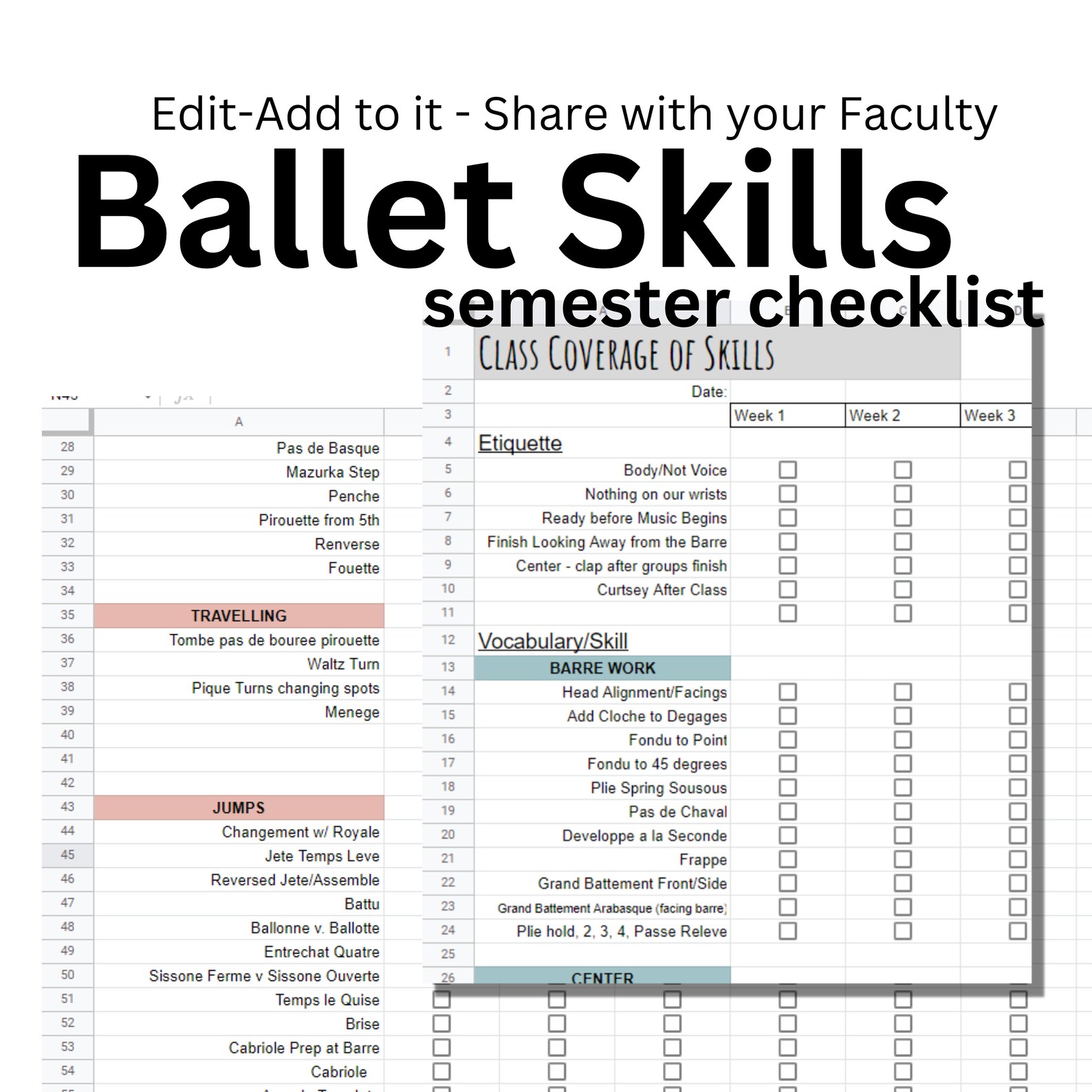 Ballet Syllabus Skill Checklist Dance Planner Organizer - Etsy