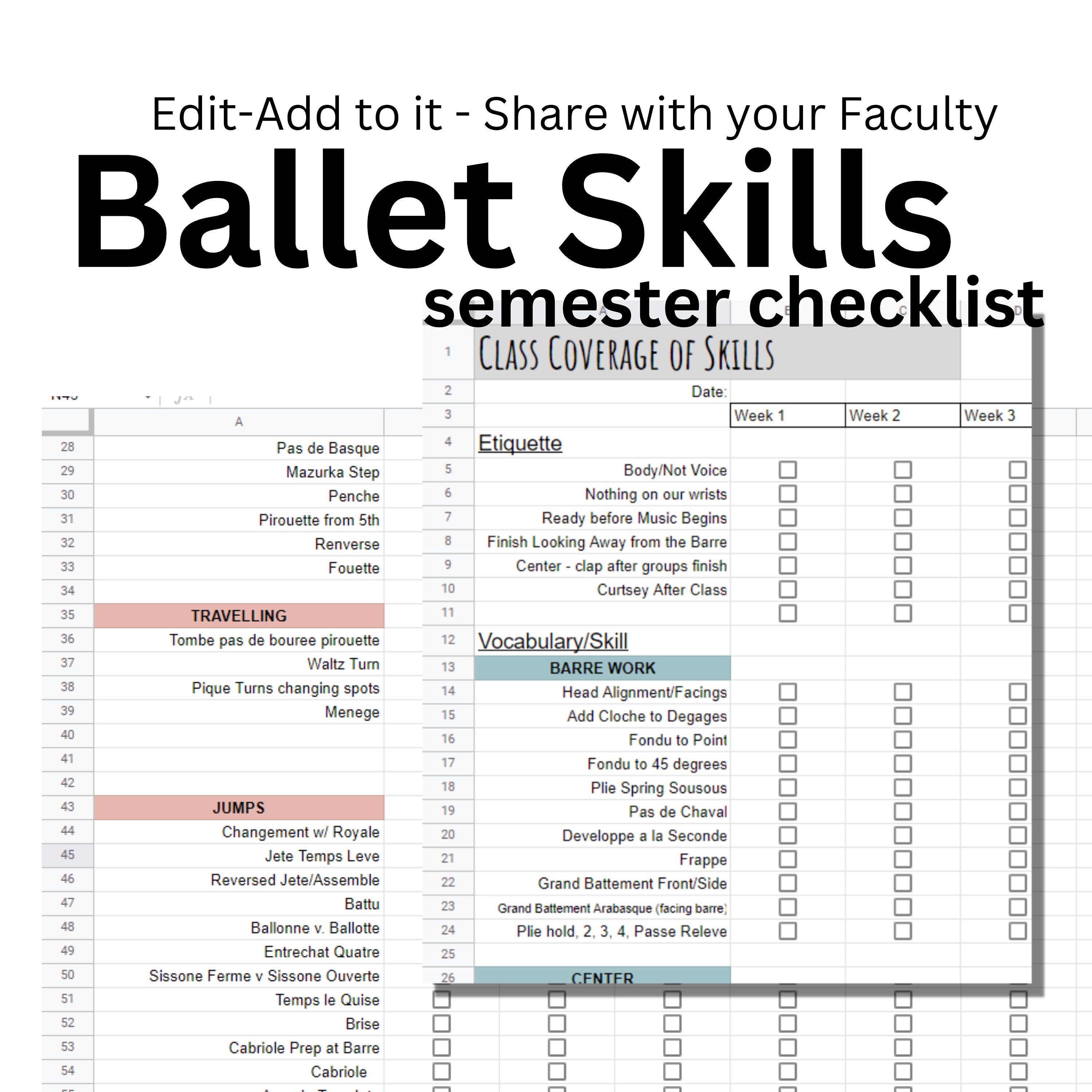 Ballet Syllabus Skill Checklist Dance Planner Organizer - Etsy