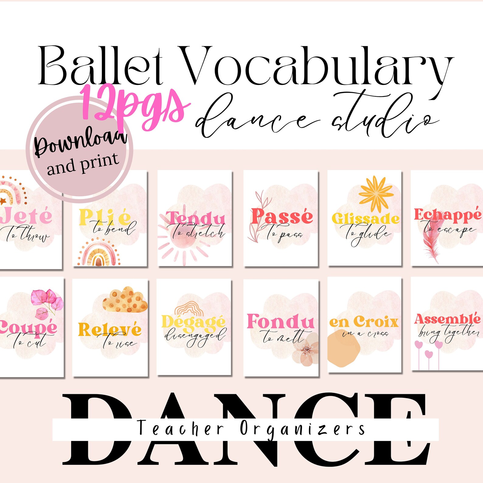 Printable Dance Teacher Ballet Class Vocabulary Digital Prints, Dance ...