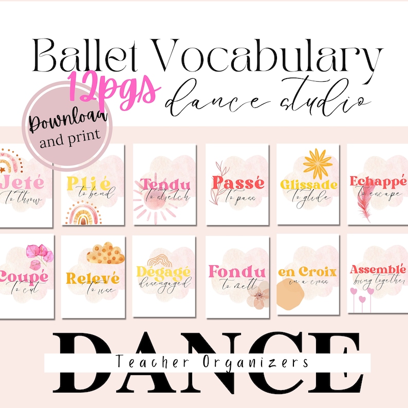 Printable Dance Teacher Ballet Class Vocabulary Digital Prints, Dance ...