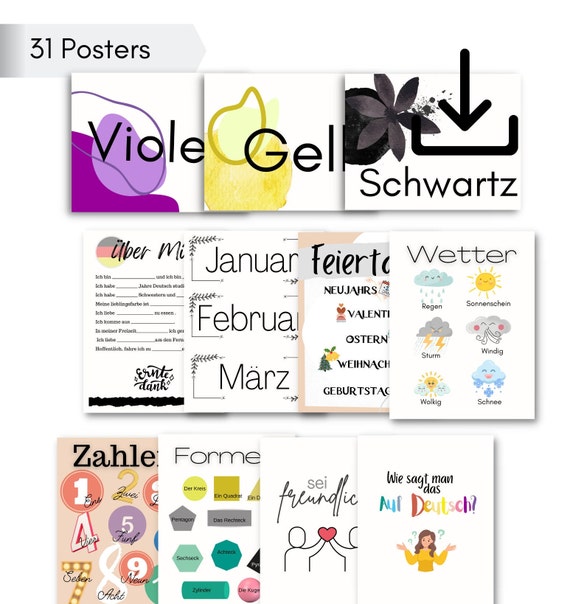 Inclusive 31 German Classroom Poster Set Deutsch Teaching - Etsy