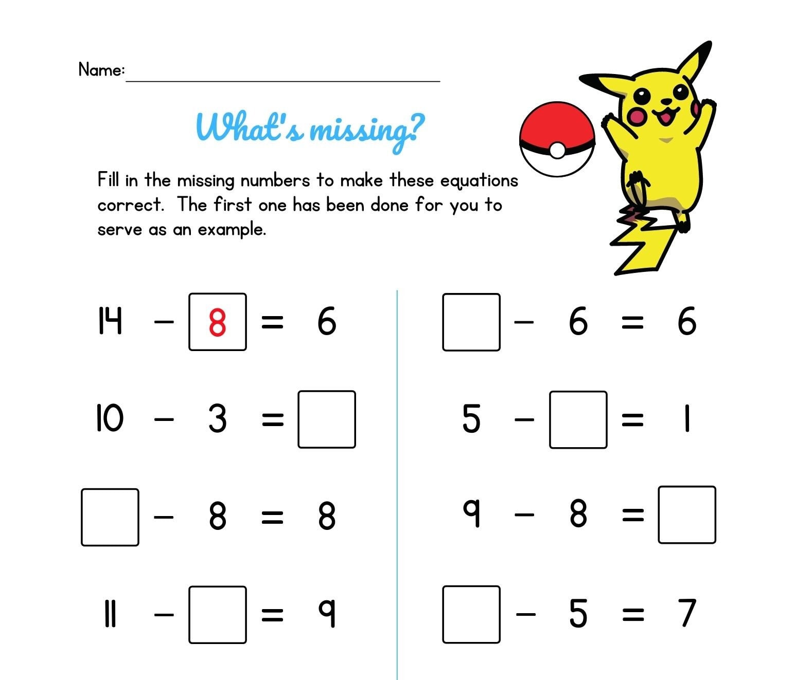 Teacher Supplies, School Worksheet, Pokemon Math Worksheet Bundle, 1st ...