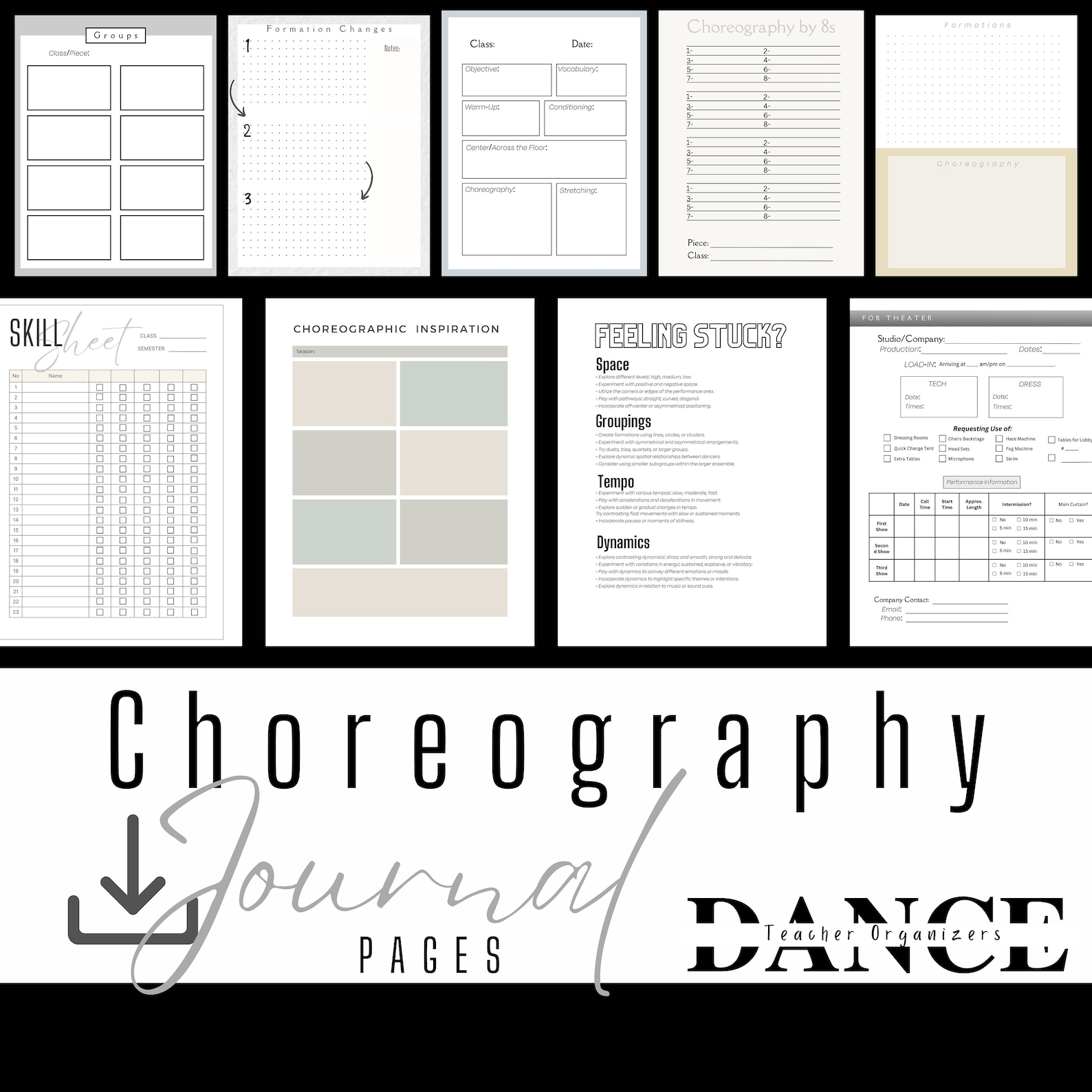 Downloadable Choreographer Planner Pages: Organize and Enhance Your ...