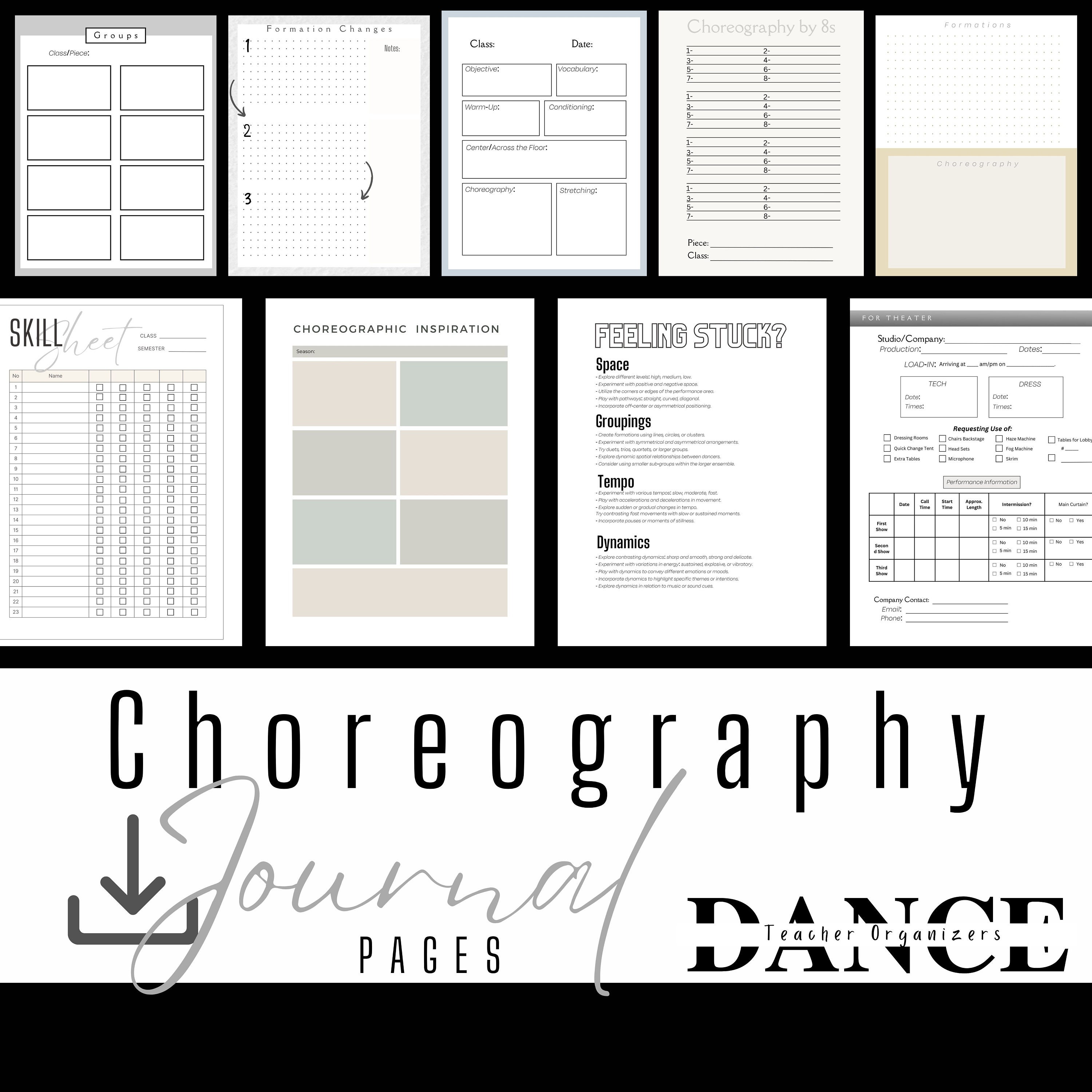 Downloadable Choreographer Planner Pages: Organize and Enhance Your ...