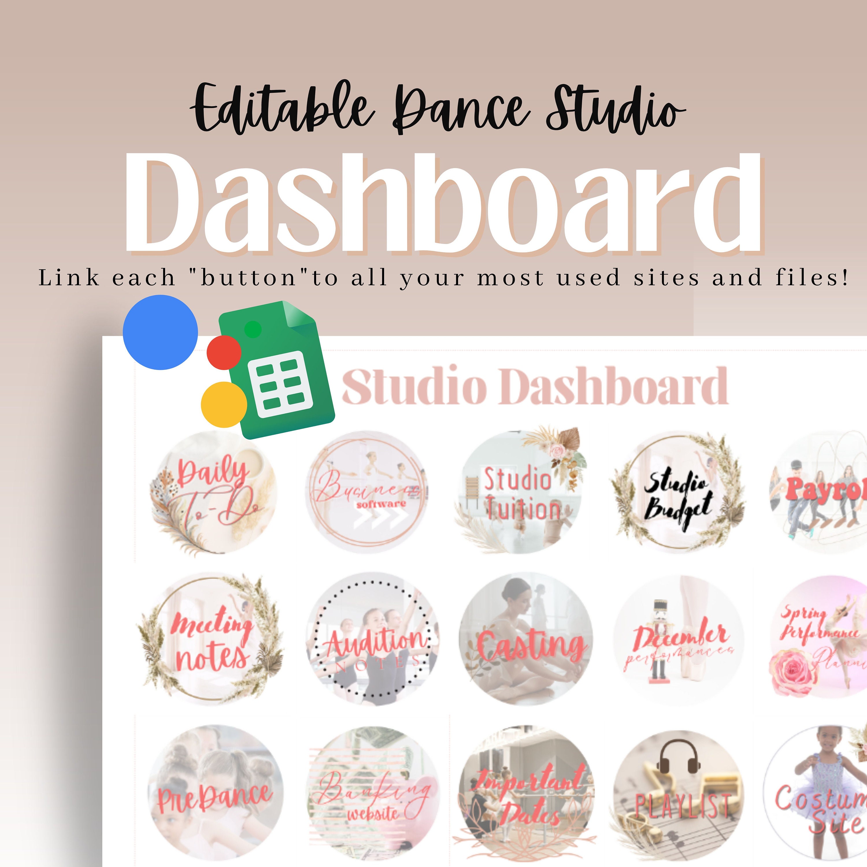 Editable Dance Studio Dashboard, Ballet School Studio Owner Resources ...