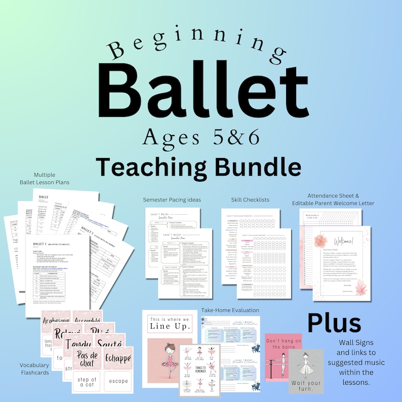 Beginner Ballet Lesson Plans, Dance Teacher Bundle, Planner Pages - Etsy