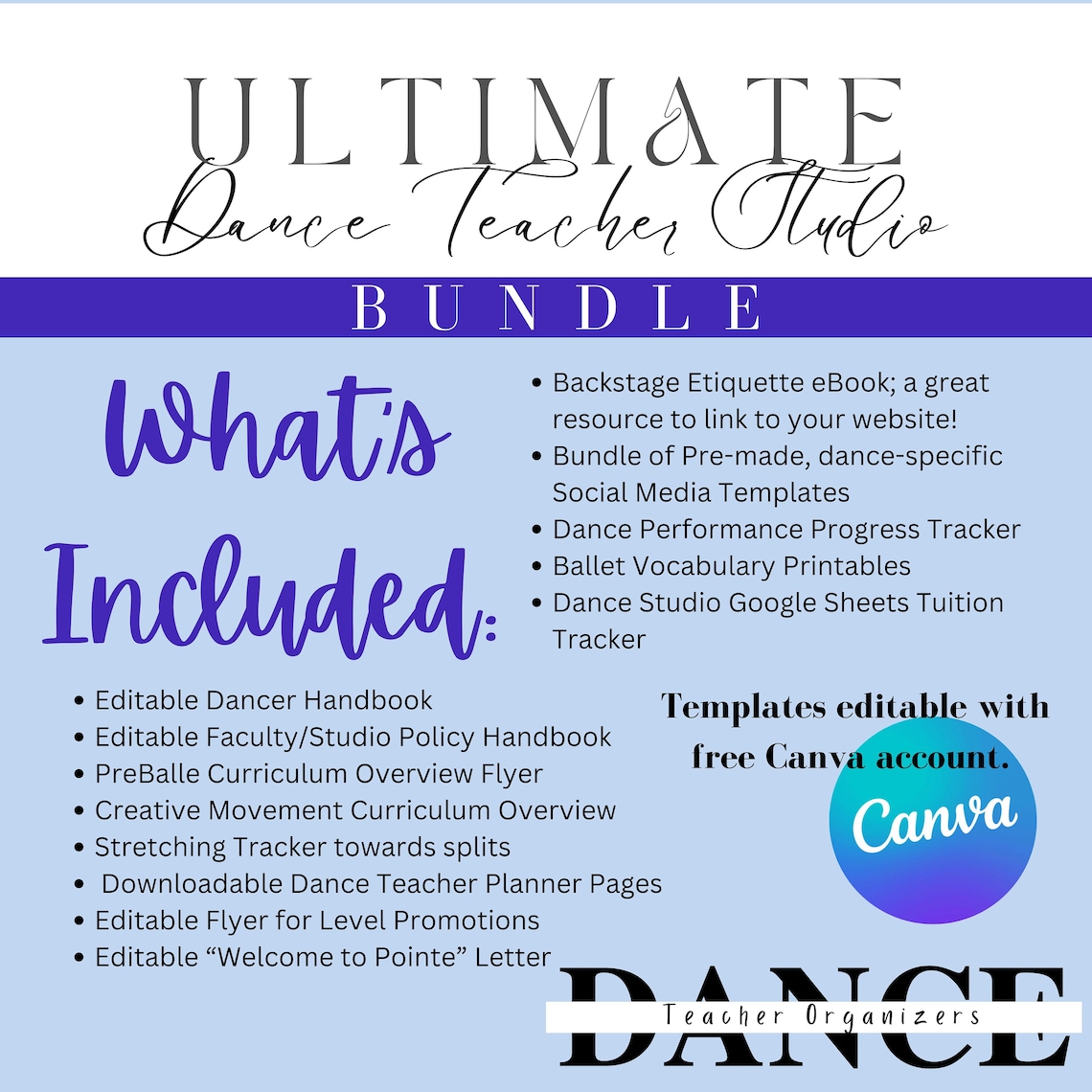 Ultimate Dance Teacher Bundle, Digital Planners, Dance Templates, Dance ...
