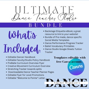 Ultimate Dance Teacher Bundle, Digital Planners, Dance Templates, Dance ...