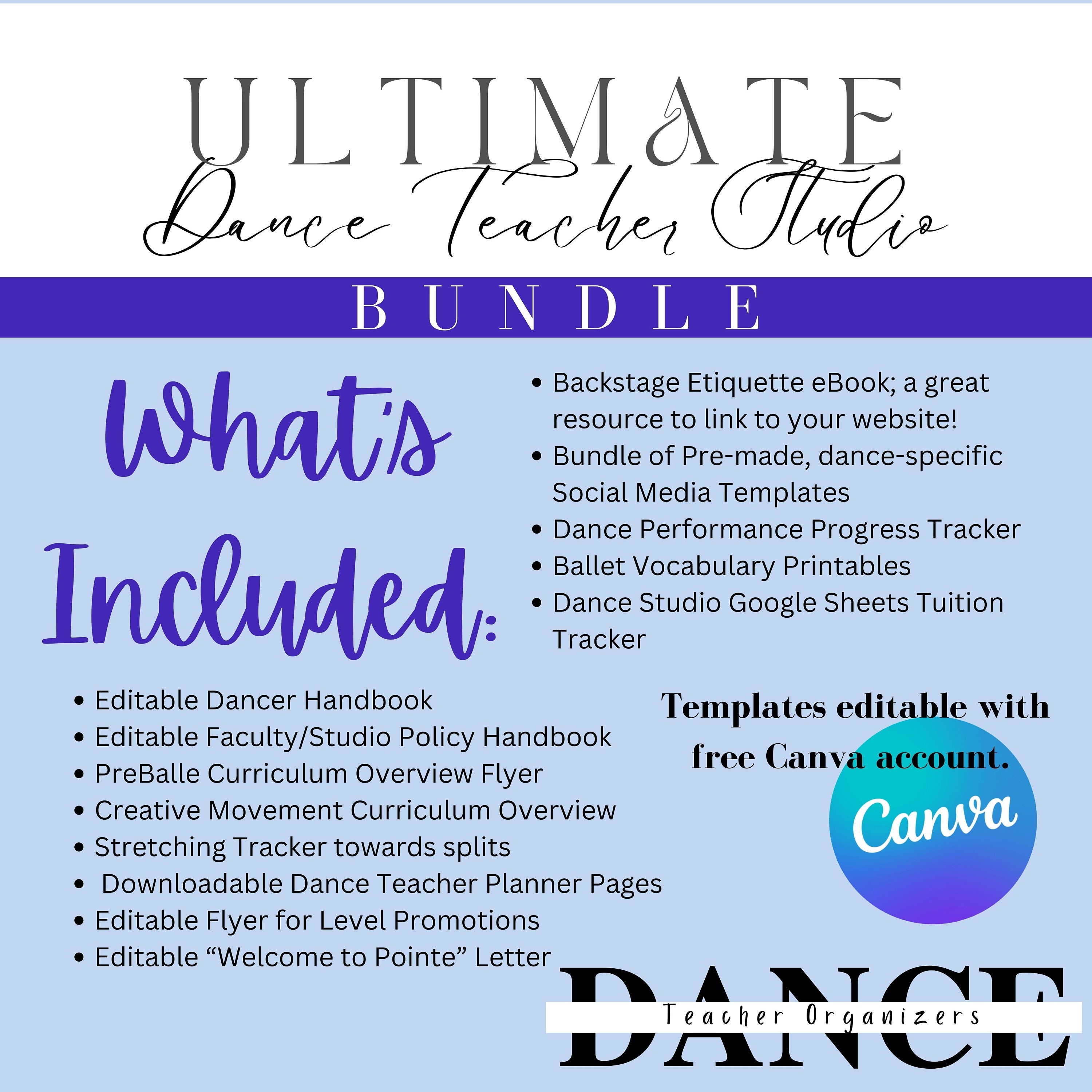 Ultimate Dance Teacher Bundle, Digital Planners, Dance Templates, Dance ...
