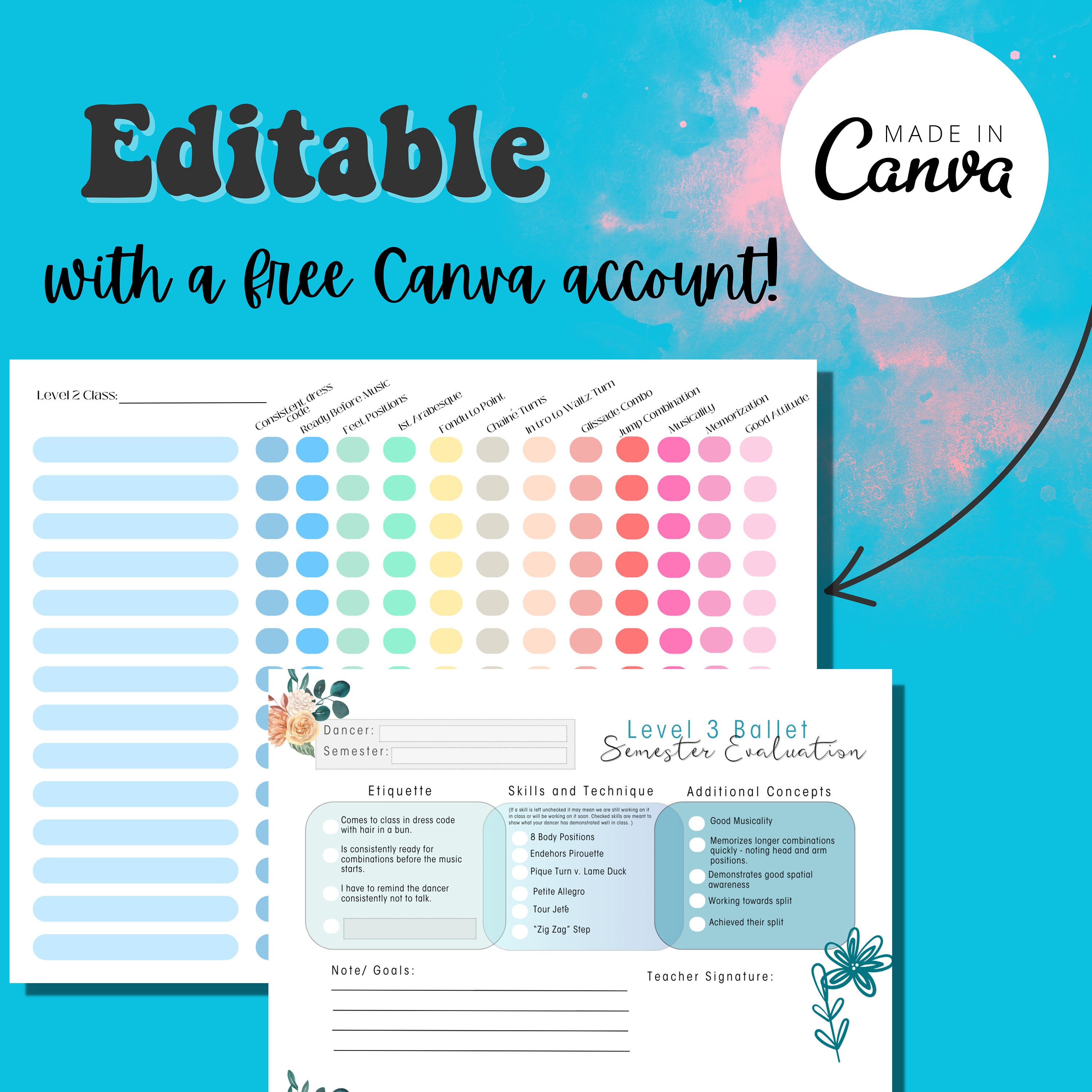 Ballet Skills Checklist, Dance Teacher Semester Evaluations for Dancers ...