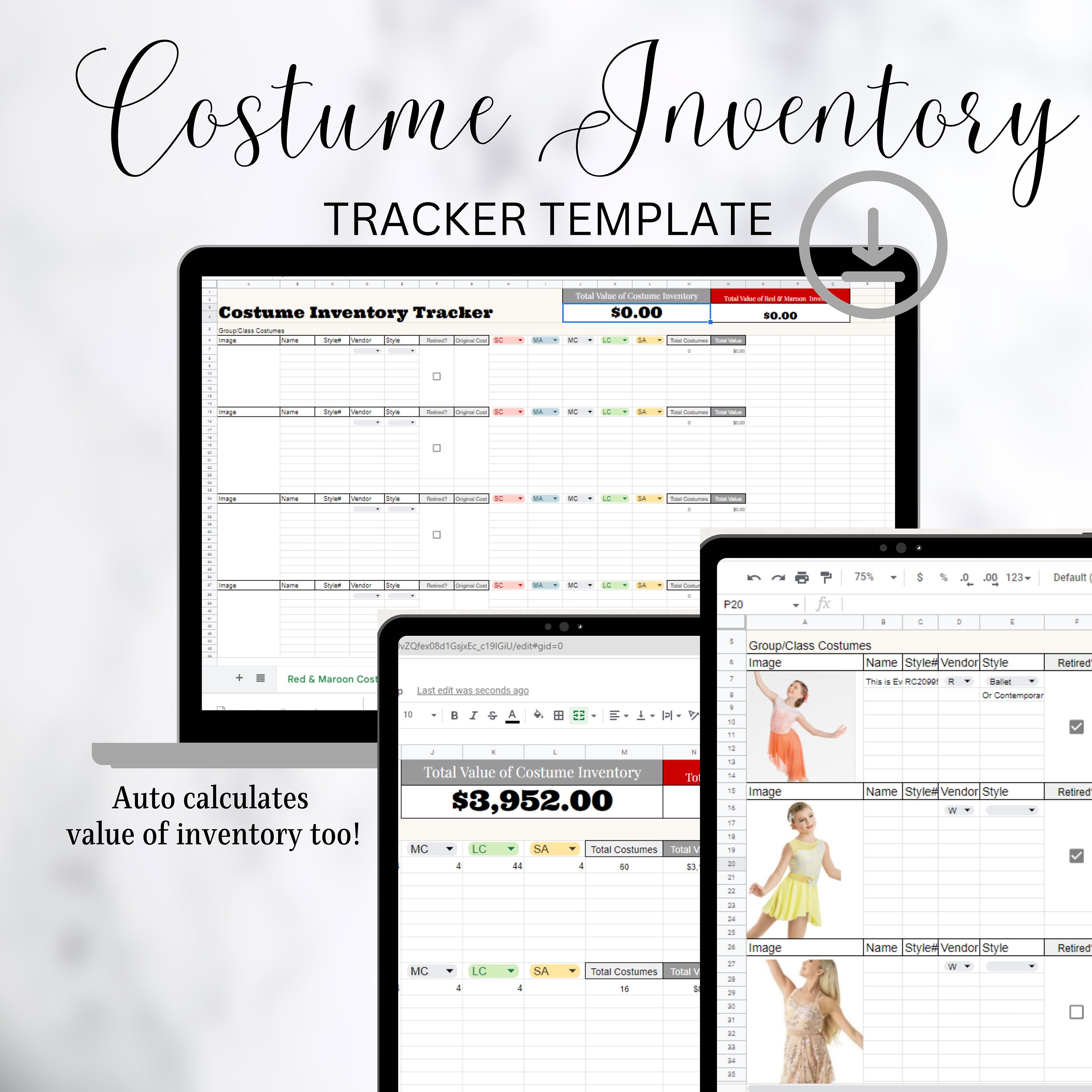 Dance Studio Digital Template, Dance Teacher Costume Tracker Organizer ...