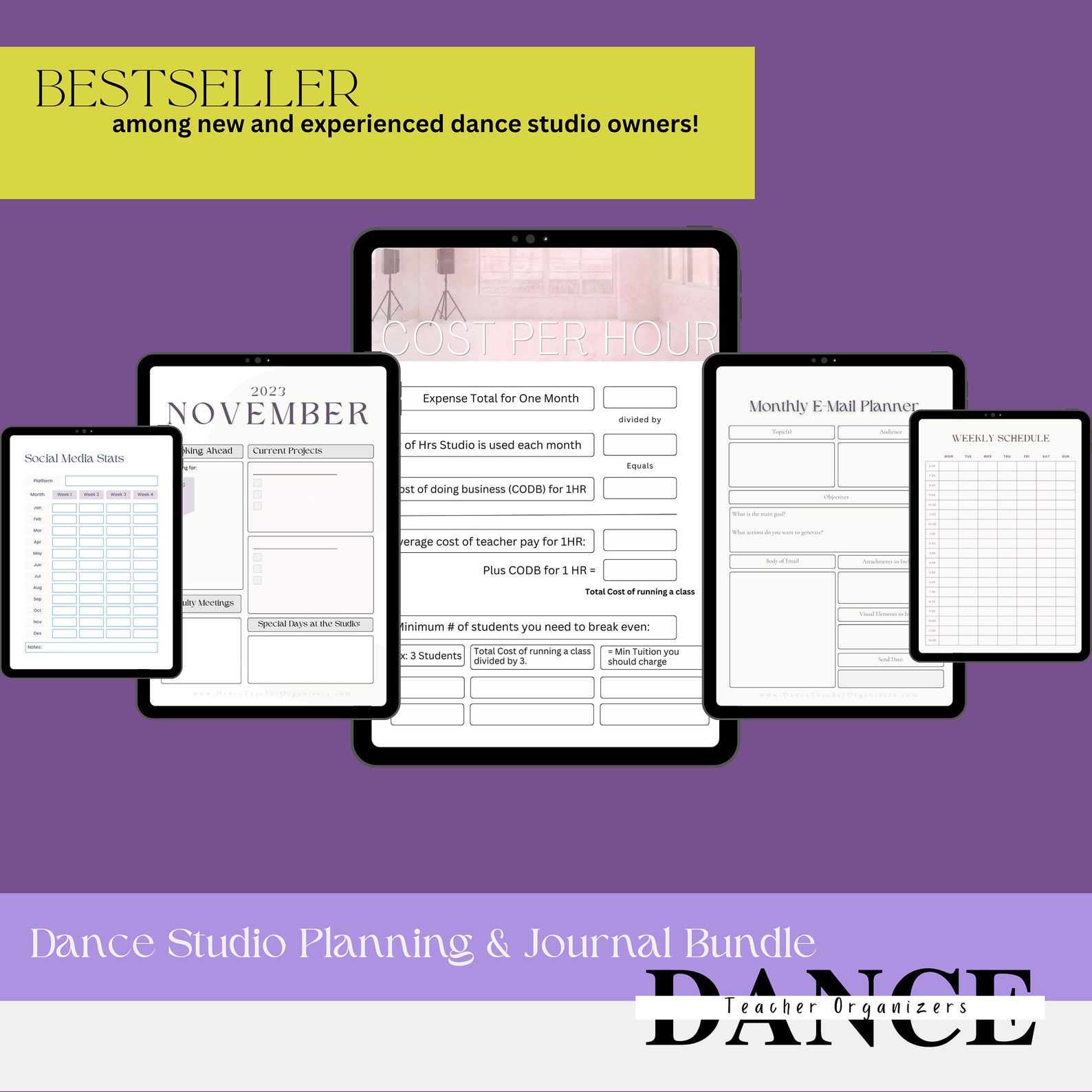 Dance Teacher, Dance Studio Ballet Planner and Organizer Pack, Quick ...