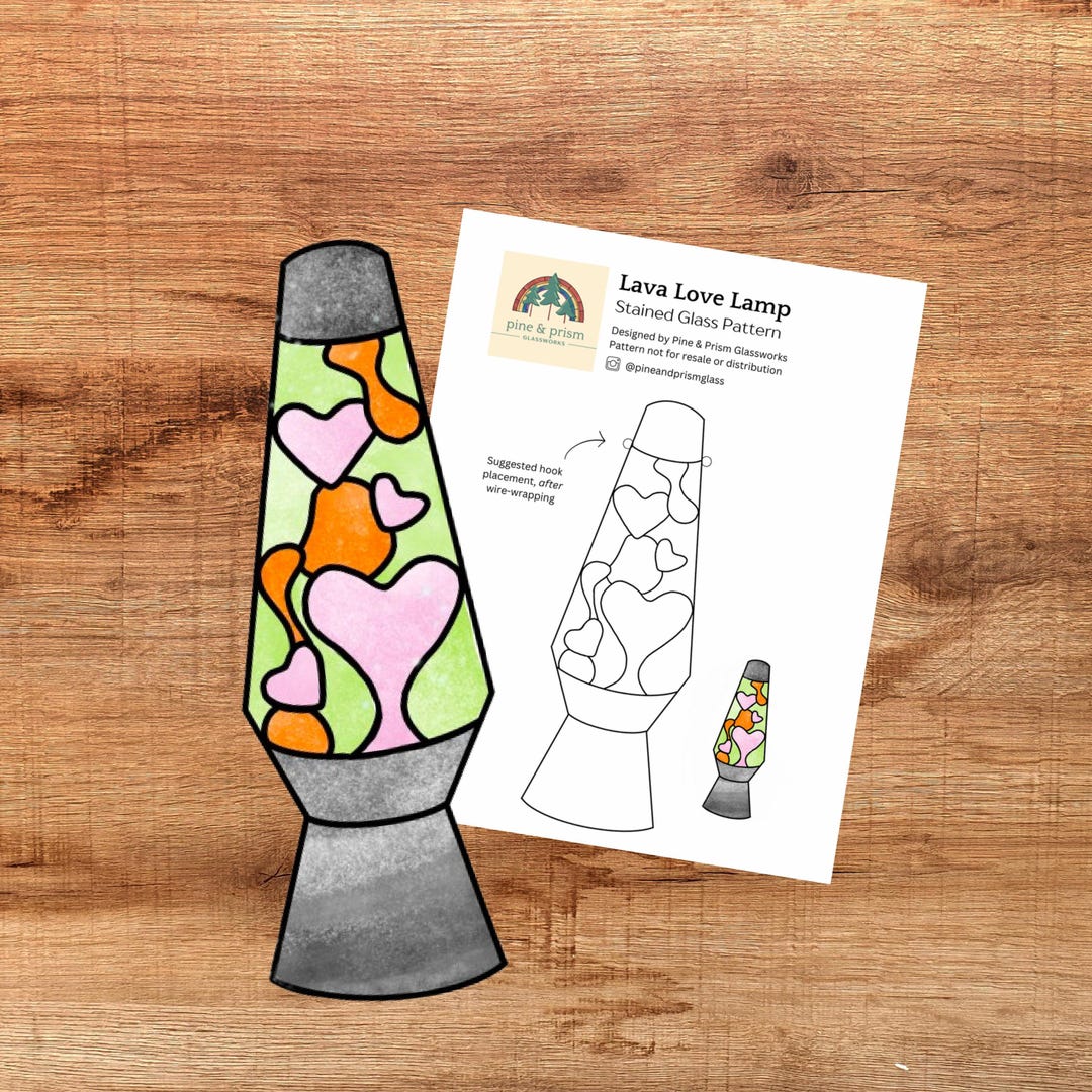 Love Lava Lamp Stained Glass Pattern, Pine and Prism, Groovy, Heart ...