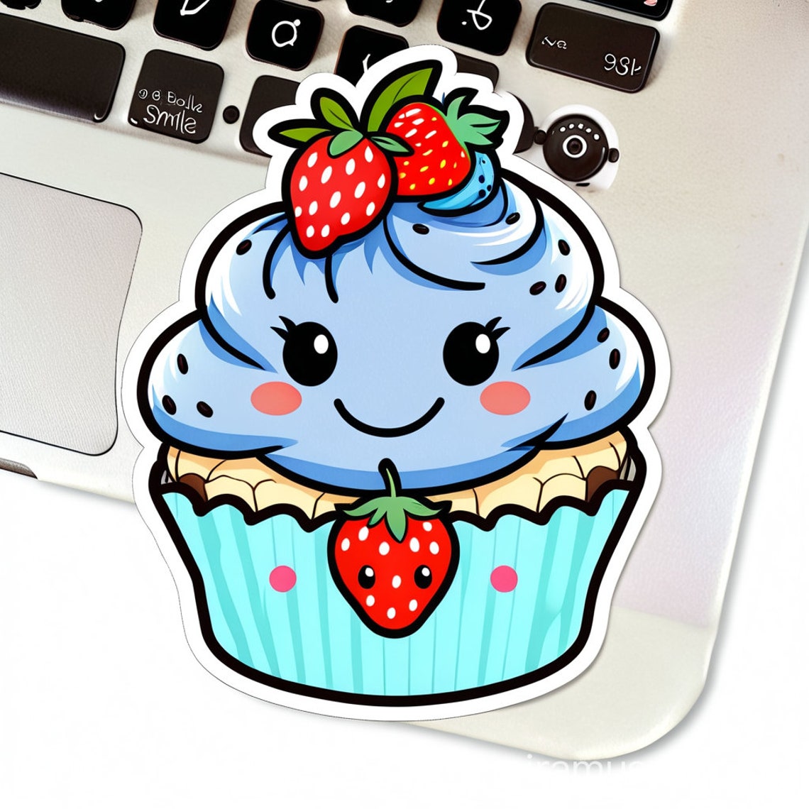 Cute Cupcake PNG Stickers Ai Prompt, Kawaii Cupcake PNG Printable ...