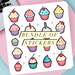 Cute Cupcake PNG Stickers Ai Prompt, Kawaii Cupcake PNG Printable ...