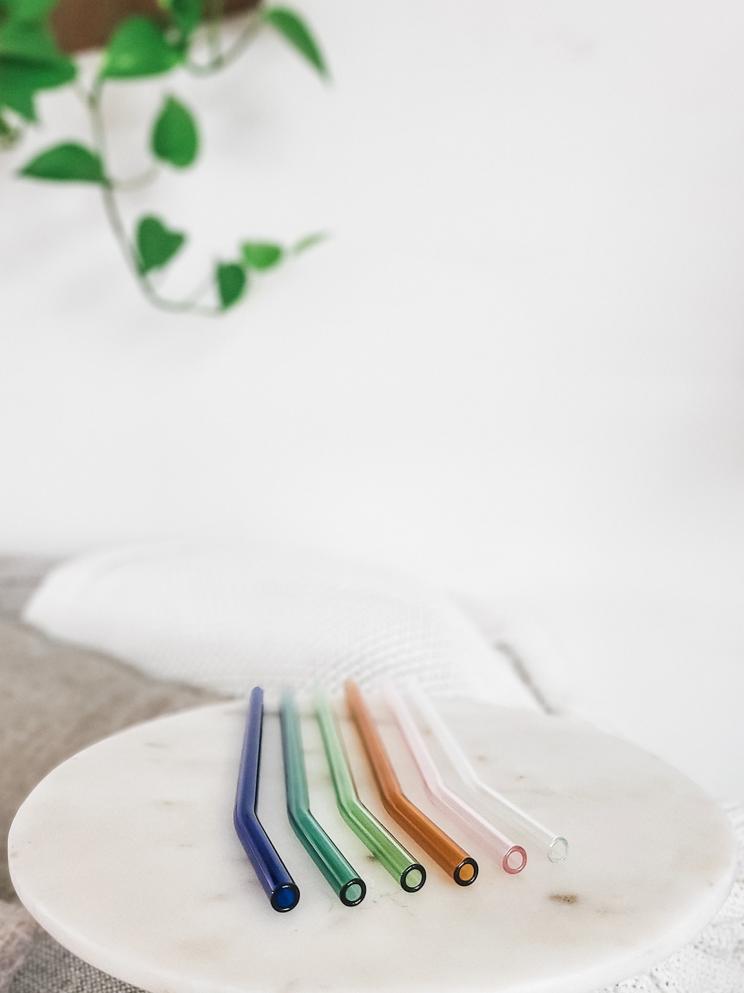 Glass Drinking Curved Straw. Blue. Green. Orange. Pink. Teal. Iced ...