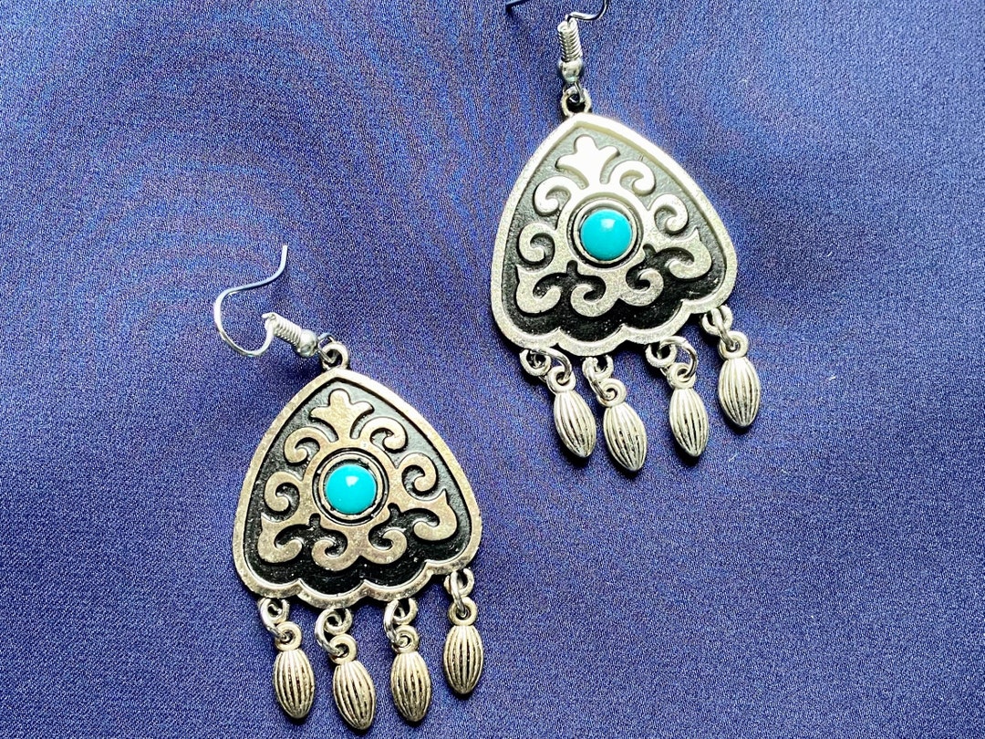 Brand New Dangling Earrings From Kyrgyzstan. Traditional Central Asian ...