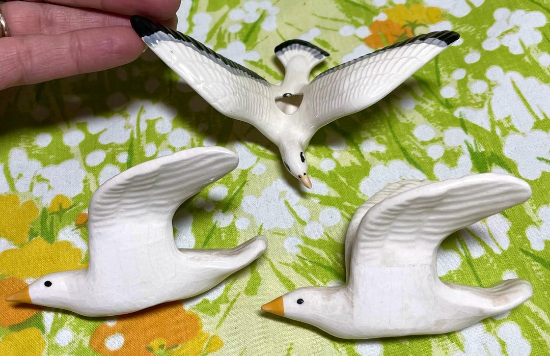 Rare Vintage Macrame Beads ~ Flying Birds ~ Retro Ceramic Crafting ...