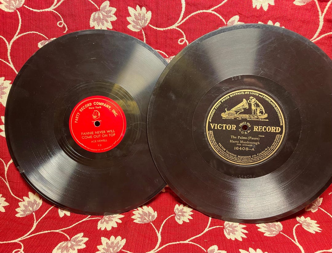 Set of 2 Antique Phonograph Shellac Records ~ Victor & Party Record Co ...
