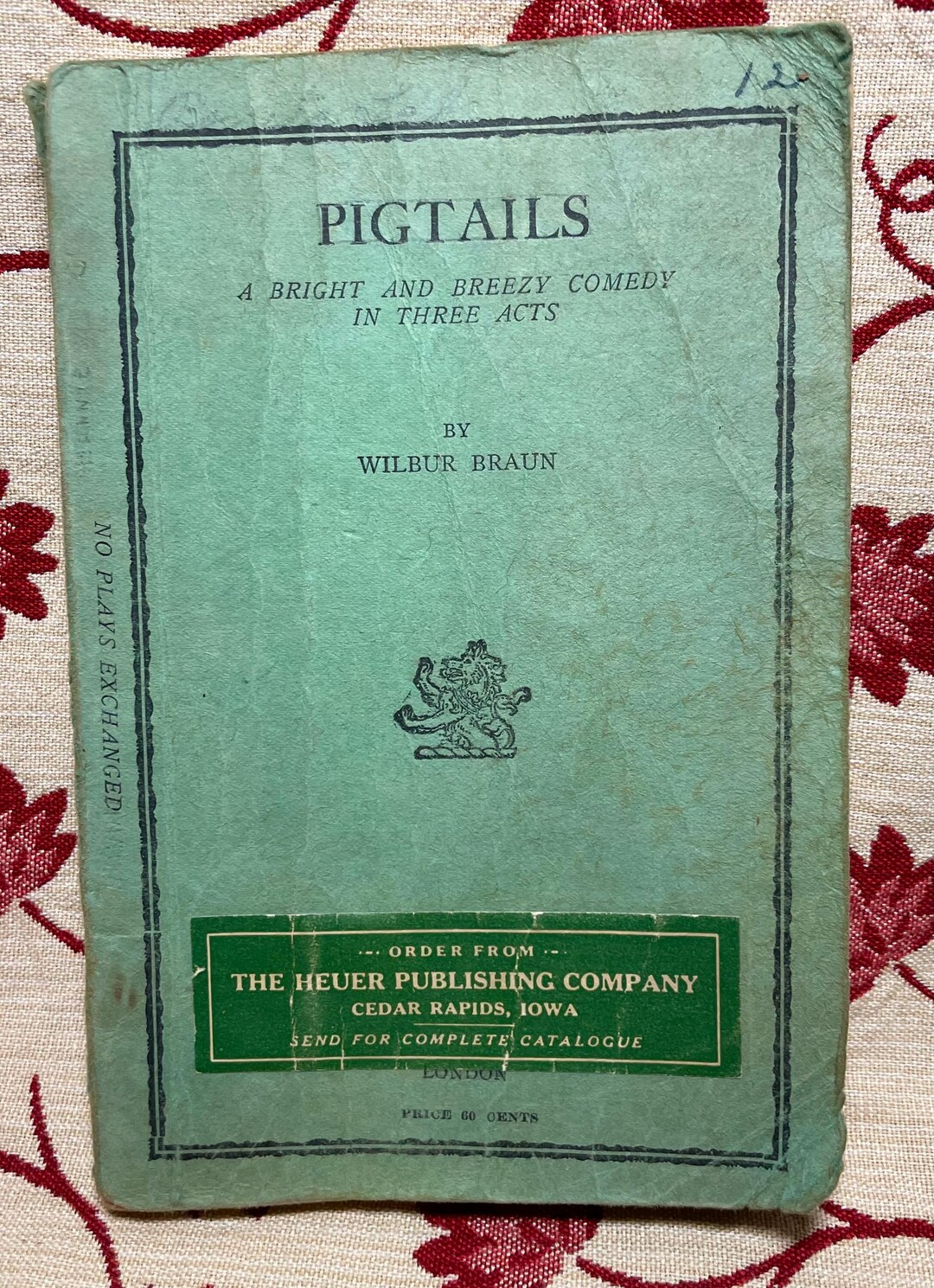 Rare Vintage 1939 Theatre Play Production Book Script ~ “pigtails ...