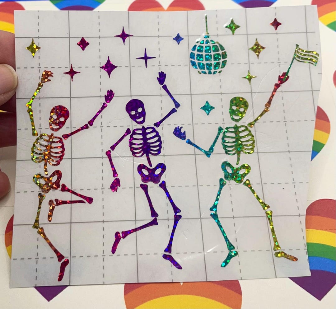 LGBTQ Skeleton Dance Party Vinyl Decal ~ Pride & Ally Rainbow ...
