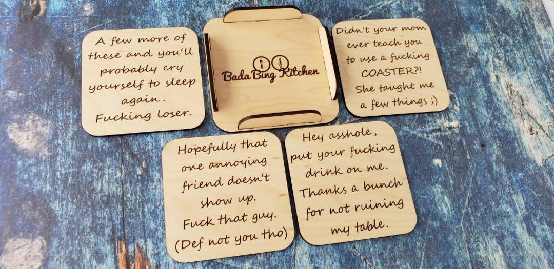 Set of 4 Engraved Vulgar Coasters Hilarious Housewarming Gift Funny ...