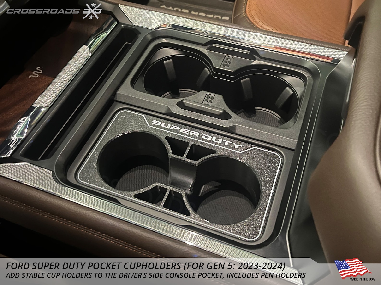 Cup Holder Insert for Ford Super Duty F250, F350 (2023-2026) Center ...